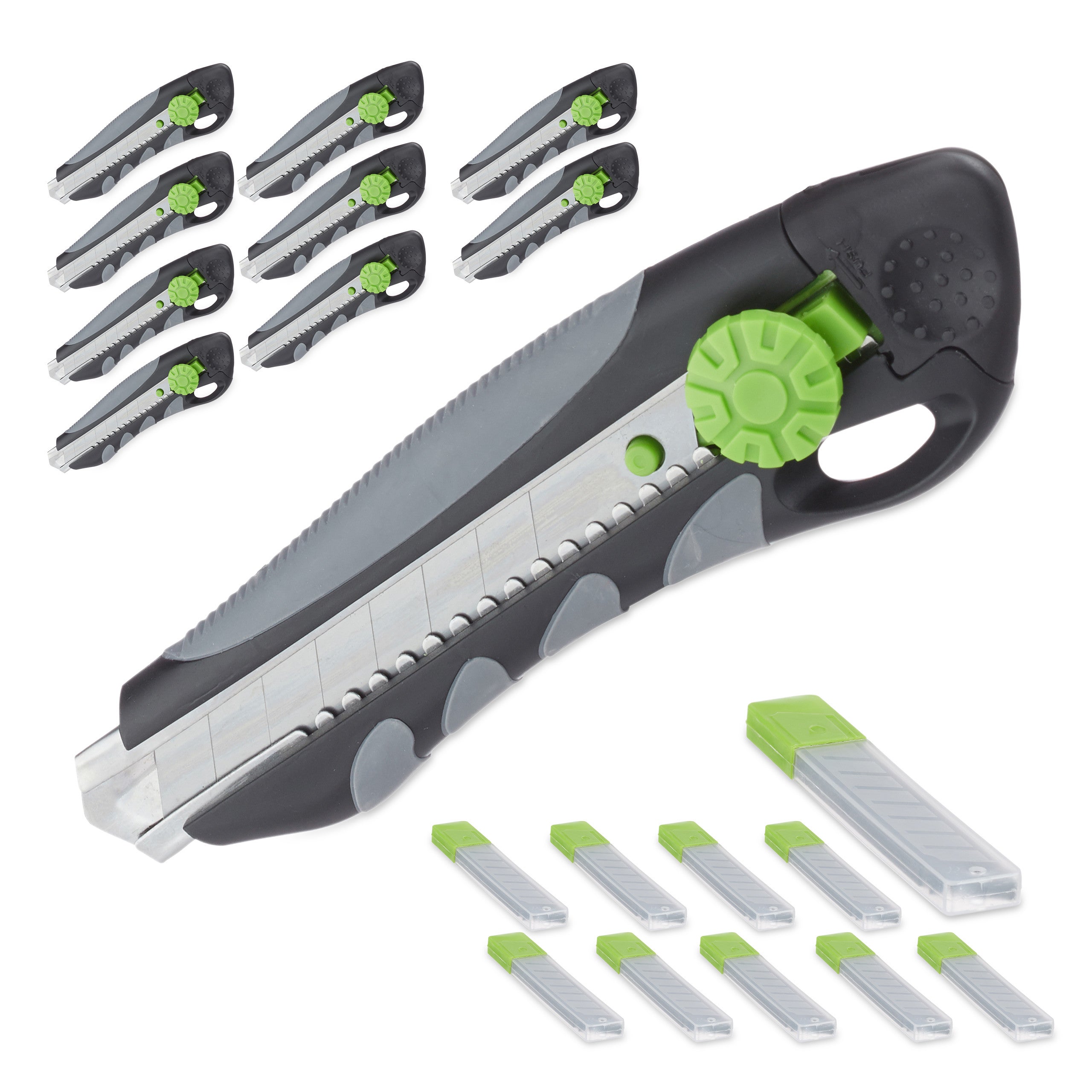 Cutter professionnel, lot de 10, avec lames de rechange de 18 mm ...