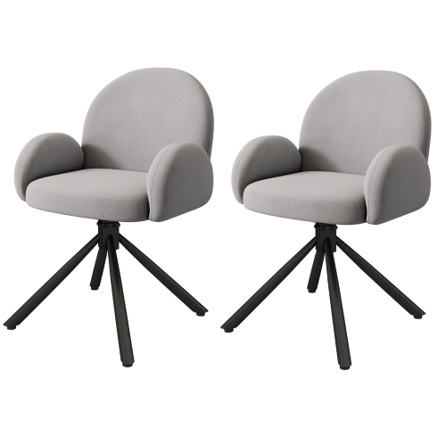 Chaise de salle à manger pivotante, velours, lot de 2, avec accoudoirs ...