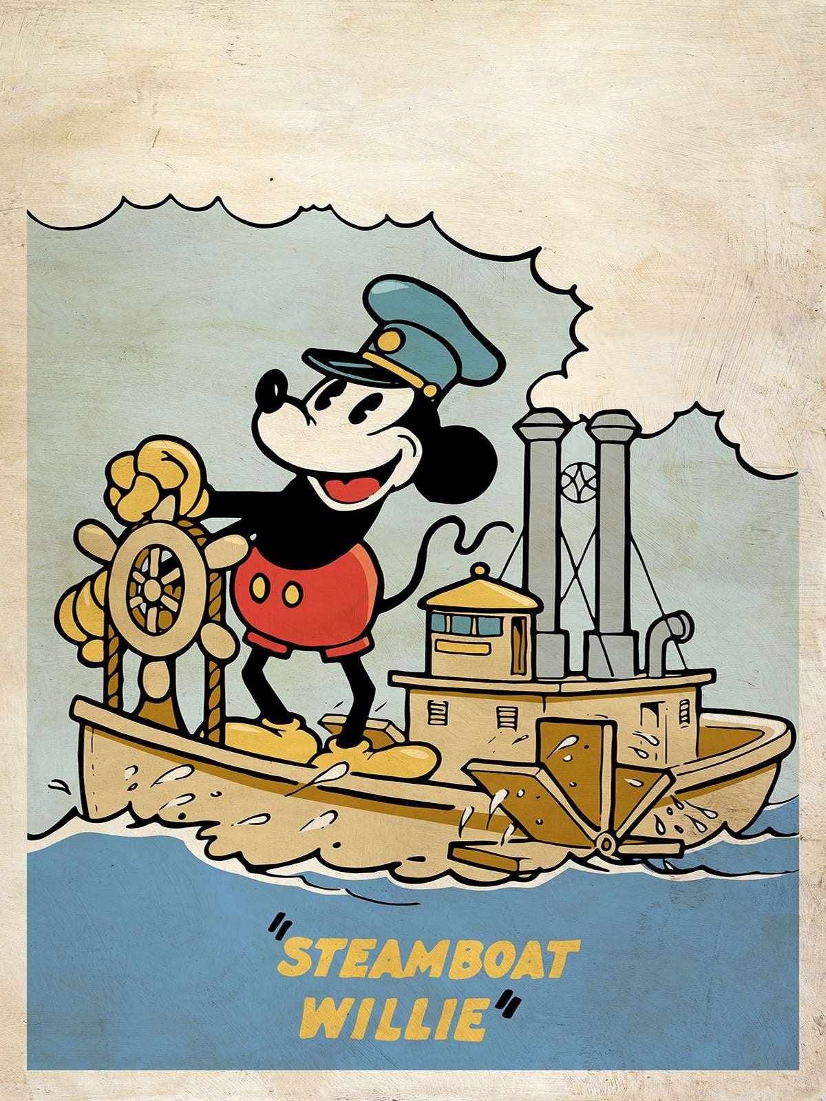 Affiche Mickey Mouse, Steamboat Willie (Impression sur papier, 80X60 cm ...