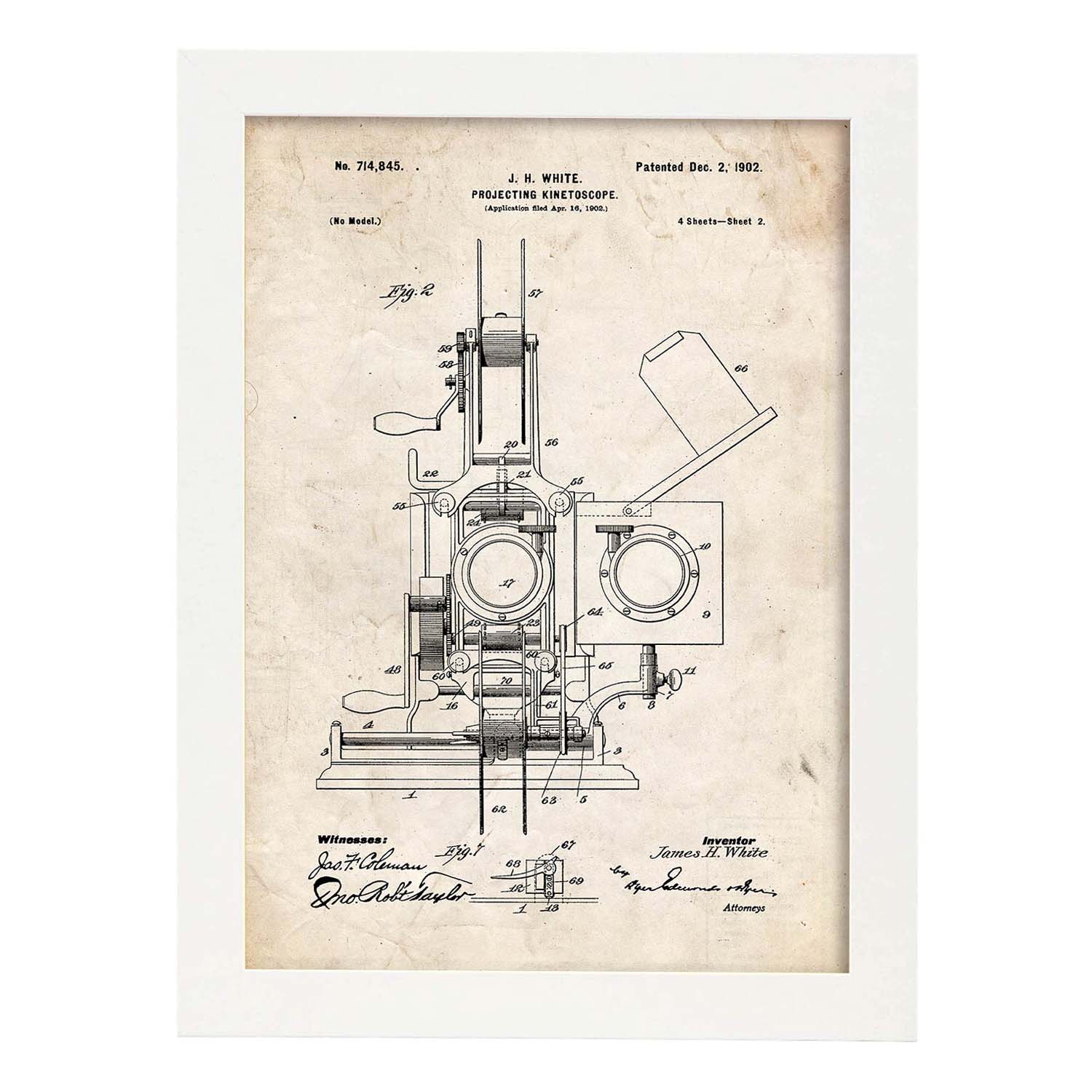 Poster Di Patent Di Kineoscopi 2. Lhesmine Con Antico Design Di ...