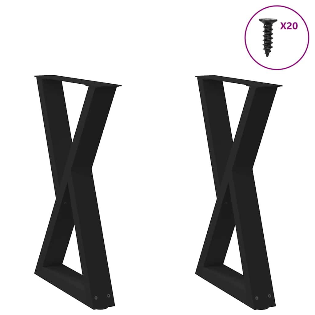 VidaXL Patas para mesa de comedor (2 unidades), color negro, 50 x 72-73,3 cm, acero | Leroy Merlin