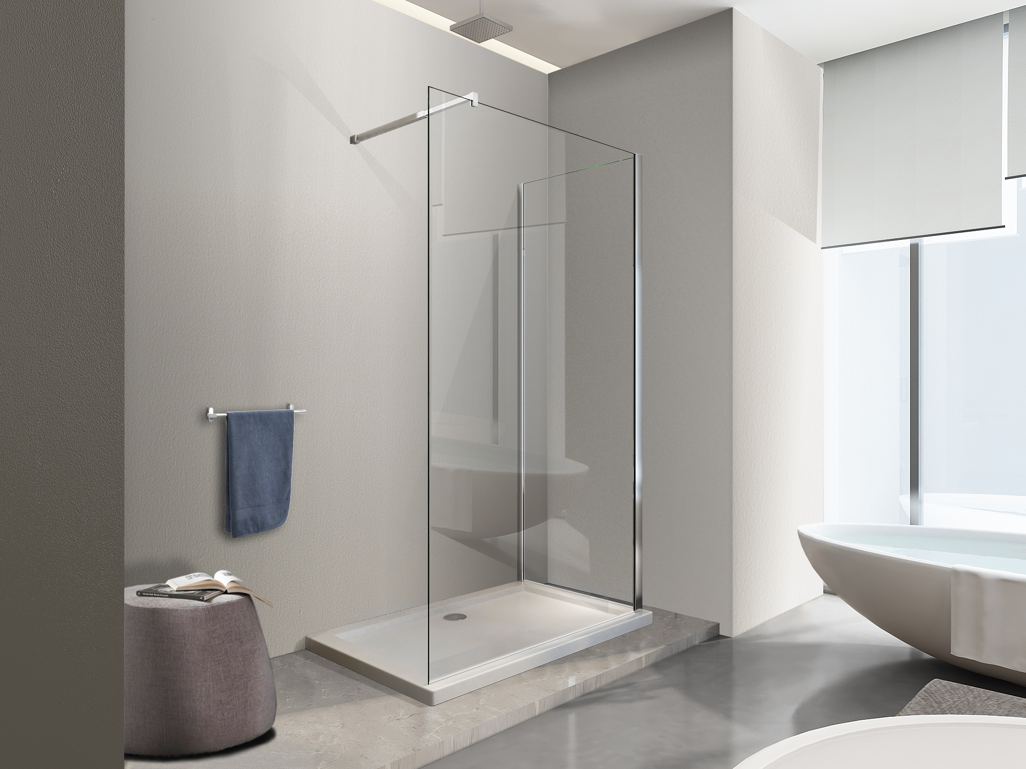 NALA Parois de douche de 8 mm type Walk-in double verre angulaire ...