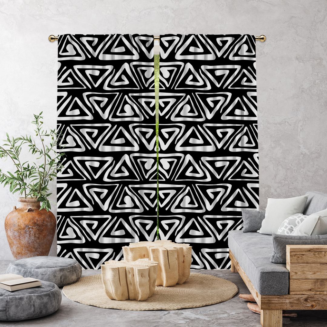 Boho Triangle Design Rideau décoratif noir Set de 2 140*275 | Leroy Merlin