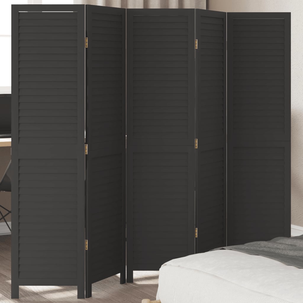 Tabique negro de 5 paneles de madera maciza de paulownia | Leroy Merlin