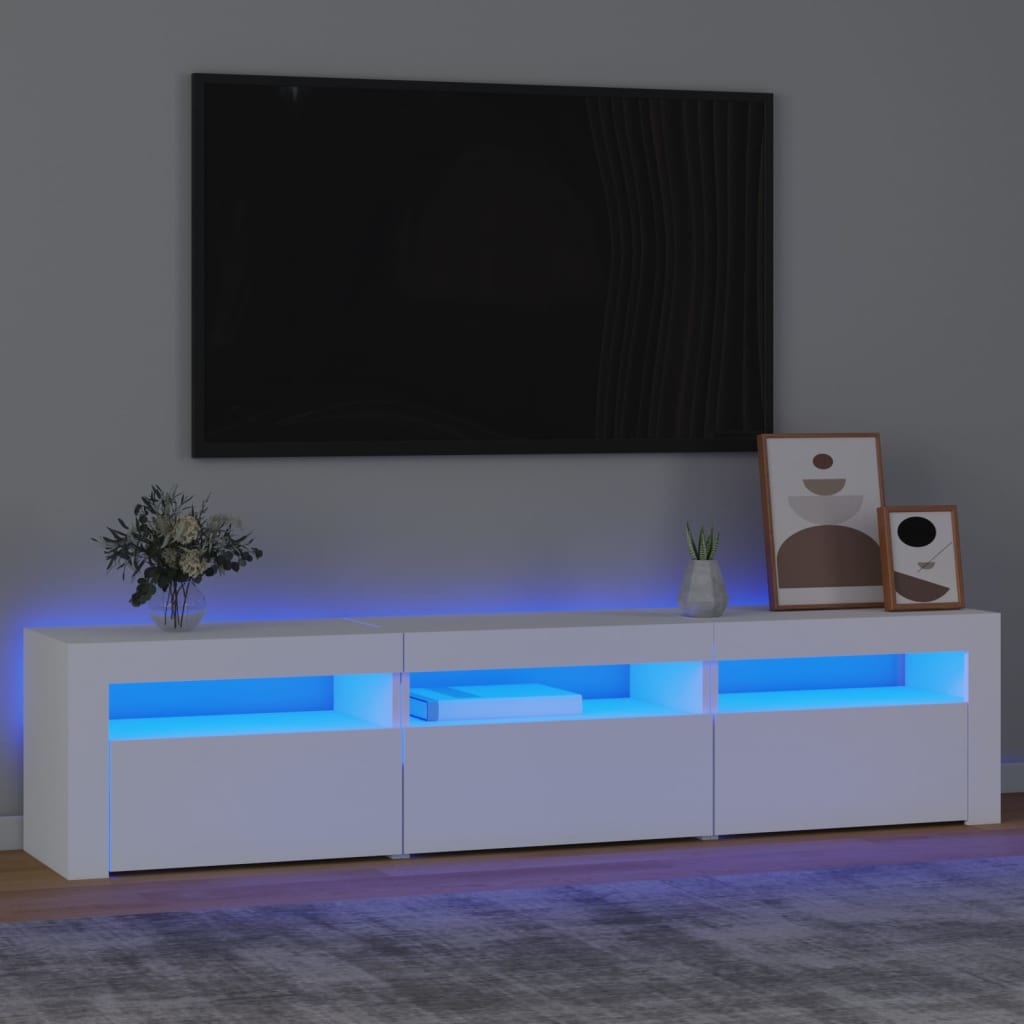 Maison Exclusive - Mueble de TV con luces LED blanco 180x35x40 cm ...