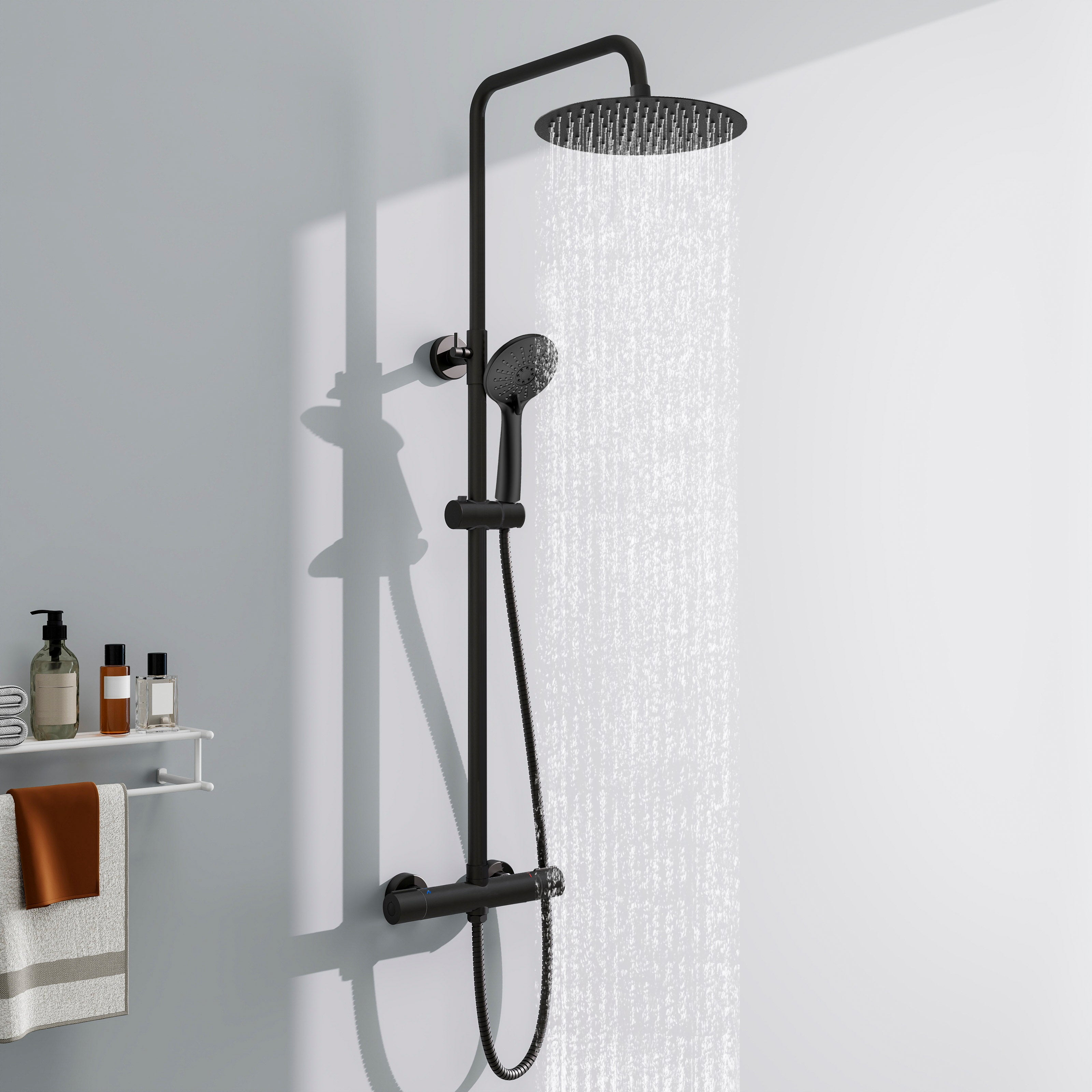 AICA Colonne de douche ronde avec ensemble de douche thermostatique au ...