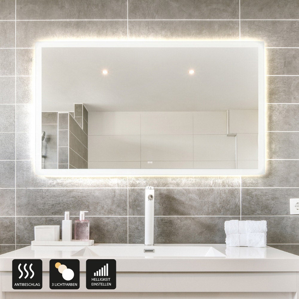 HOME DELUXE - Miroir LED NOLA - Rectangulaire 90 x 70 cm - 3 couleurs ...