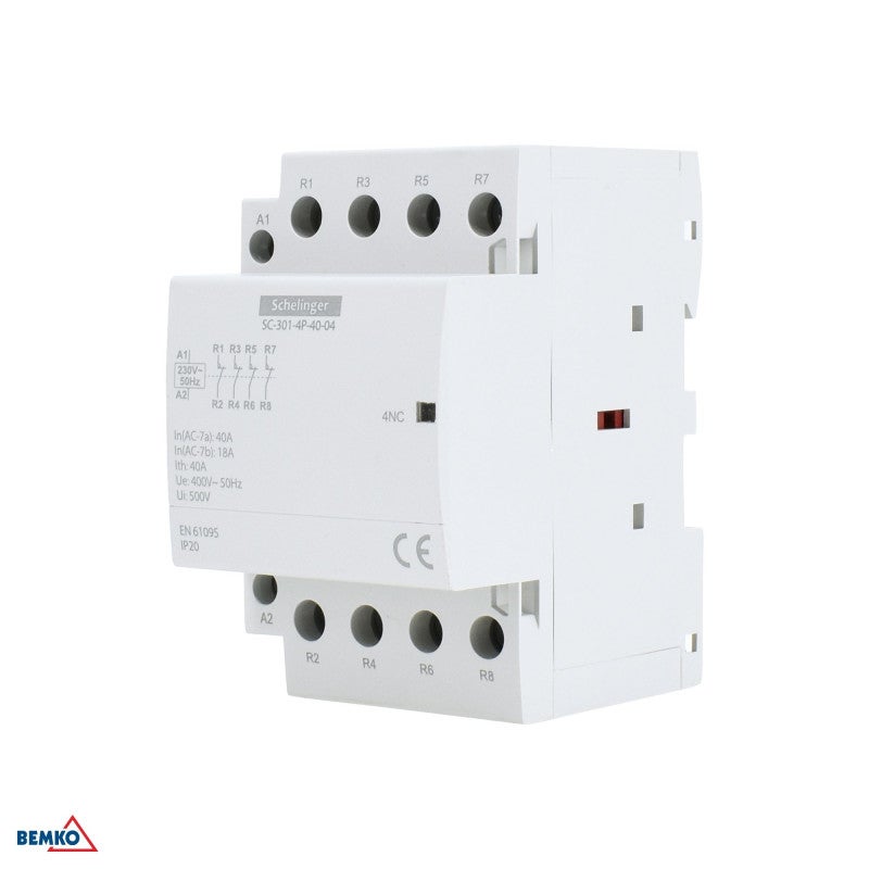Contacteur modulaire SC301 - 4P 40A - Type 40 - 4NO - Rail TH35 - IP20 ...