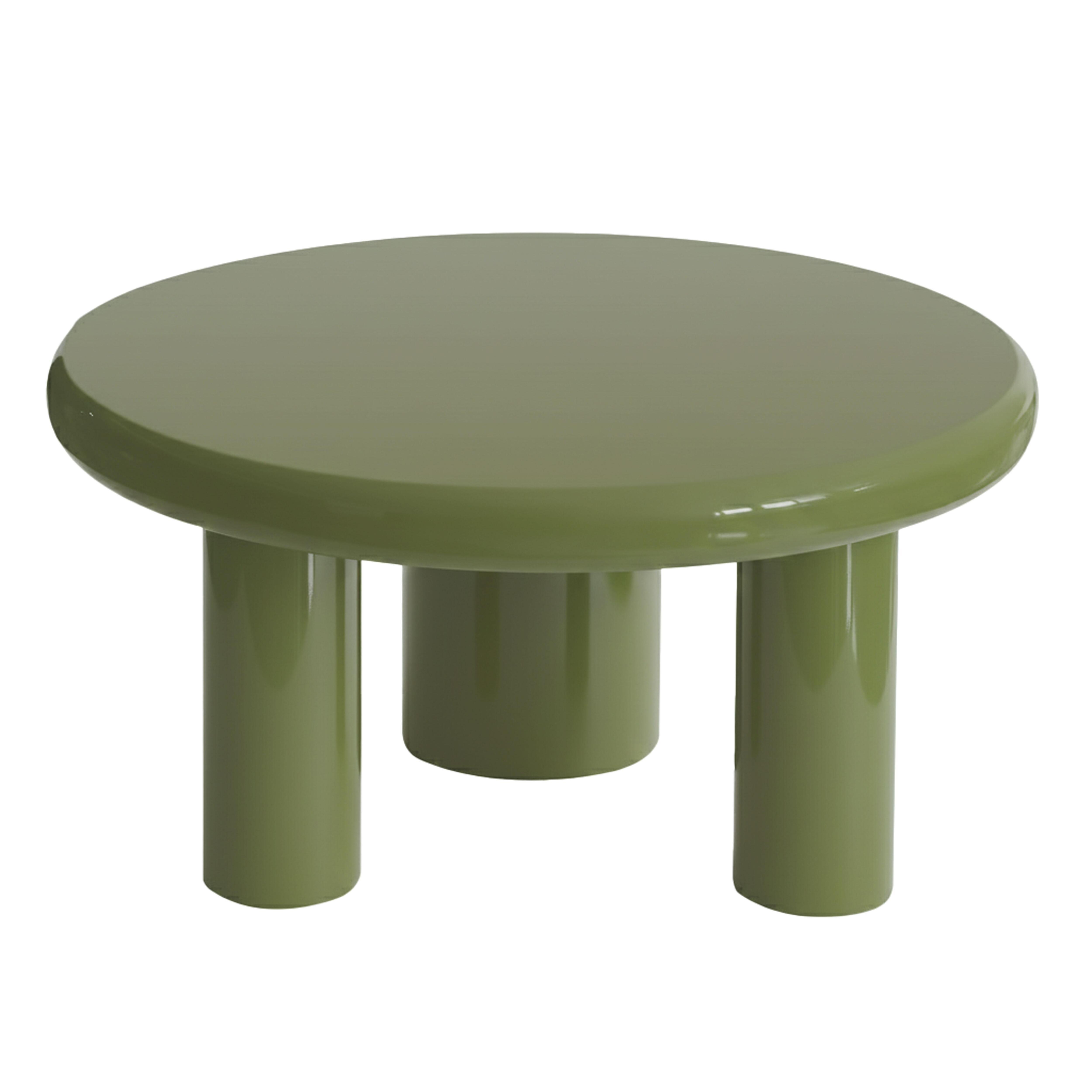 Mesa de centro redonda de 70 cm en MDF lacado en verde oliva | Leroy Merlin