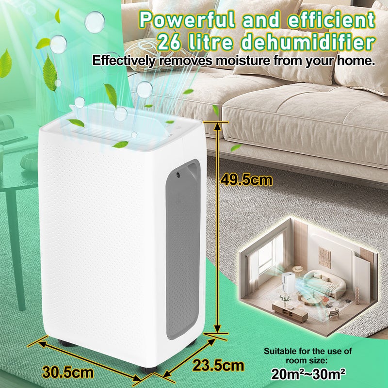 Déshumidificateur d'air Pour Pièce de 20 à 25㎡ Portable 26L/Jour ...