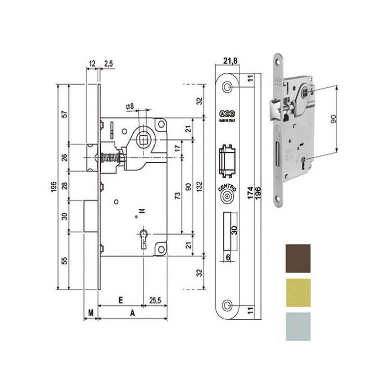 Serratura Inf.Legno Centro E50 Cromo Op 1001 Agb | Leroy Merlin