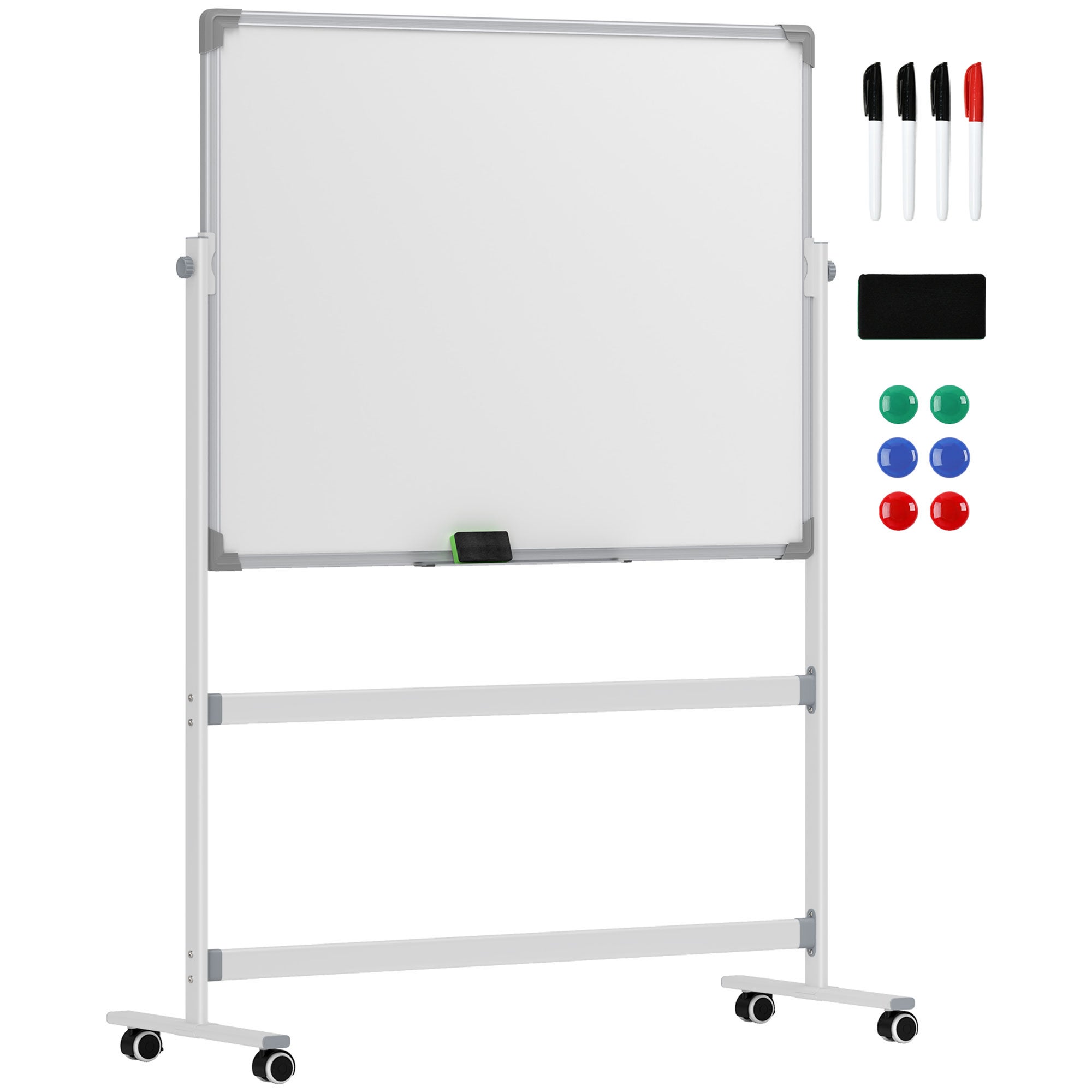 Tableau blanc magnétique double face 120x90 cm sur pied mobile réglable ...