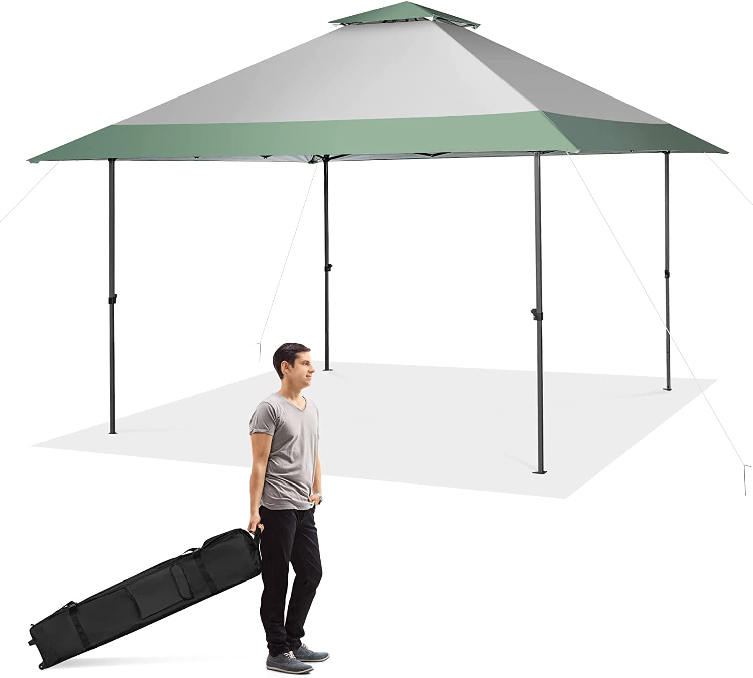 Tonnelle de Jardin Pliante Pop-Up 4 x 4 M 2 Auvents 3 Hauteur Réglable ...