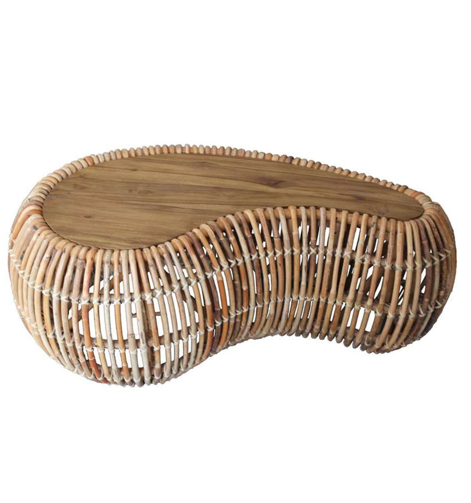 ZOE-Table basse en Teck recyclé et rotin | Leroy Merlin