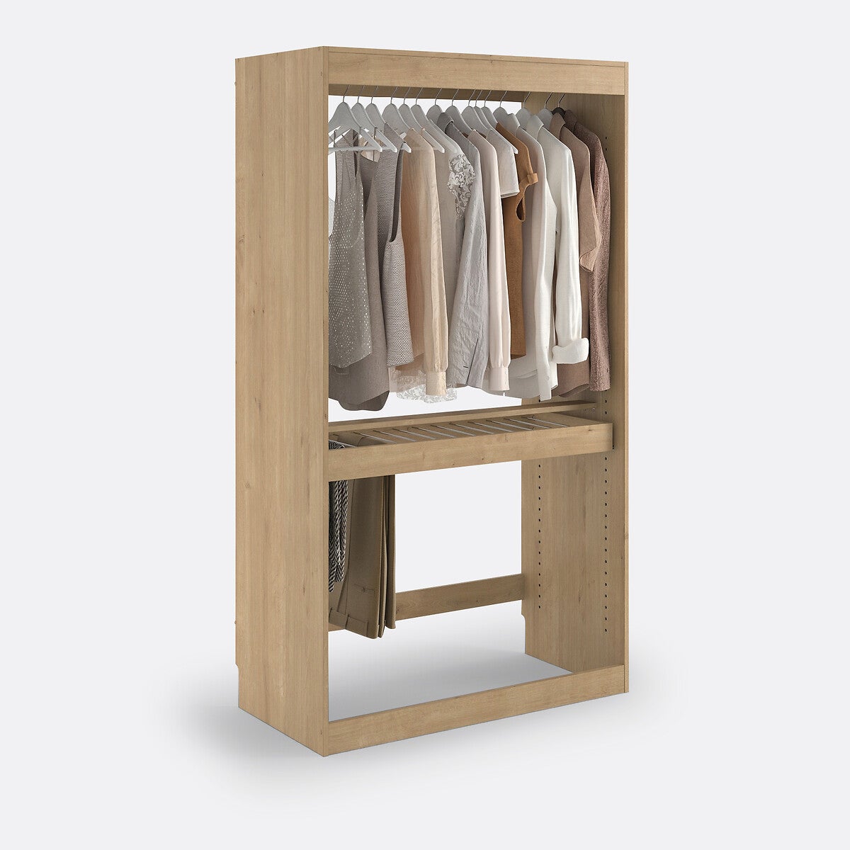Module dressing, penderie + porte pantalons, Build - Bois foncé ...