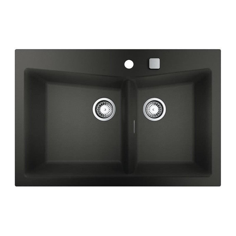 Evier de cuisine - Quartz composite - Gris granite - A encastrer par ...