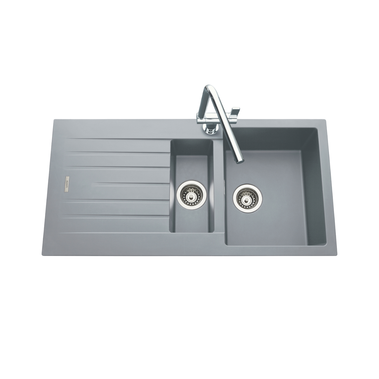Évier granit gris ALBEY 1 bac et demi - 1 égouttoir | Leroy Merlin