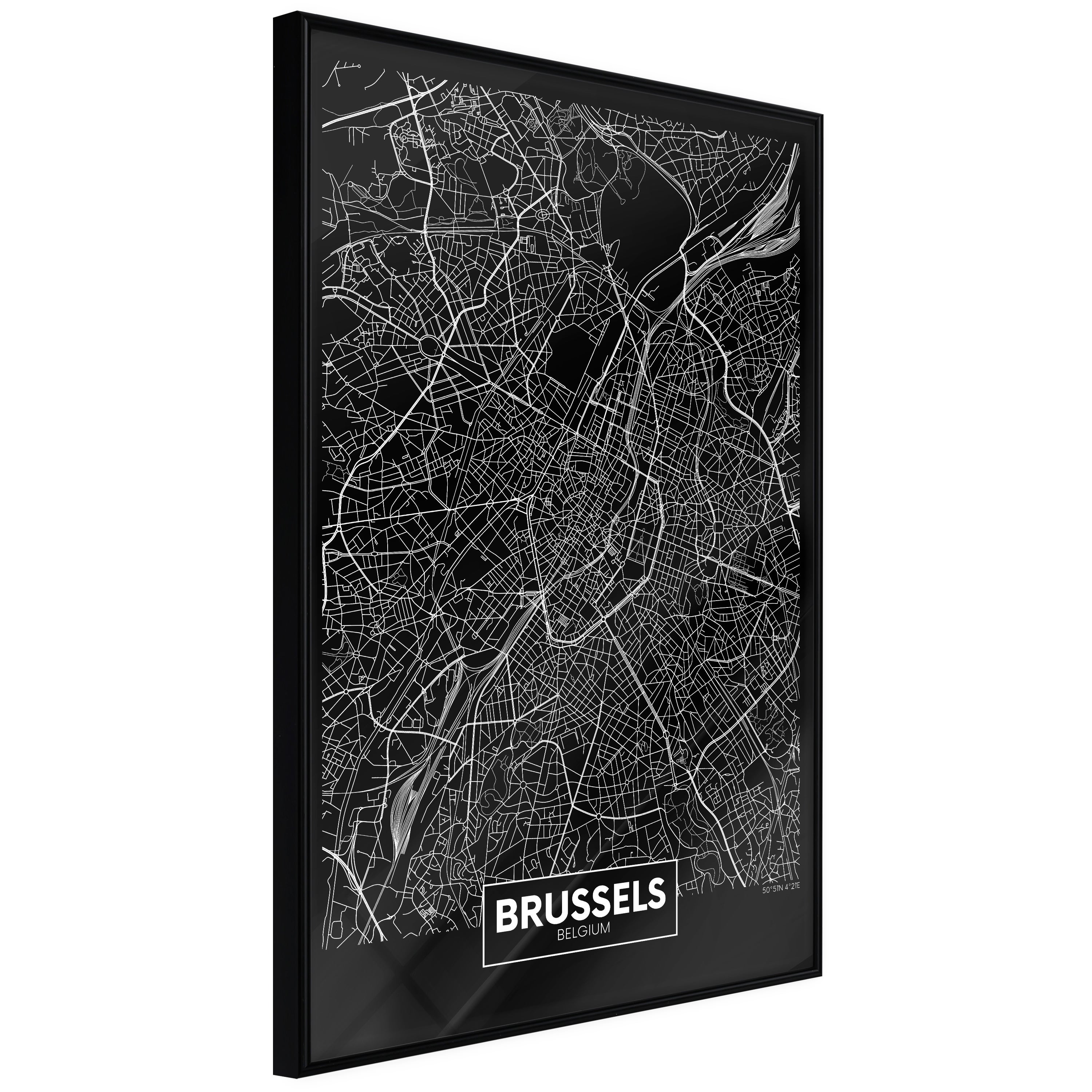 Poster et affiche - City Map: Brussels (Dark) - 40x60 | Leroy Merlin