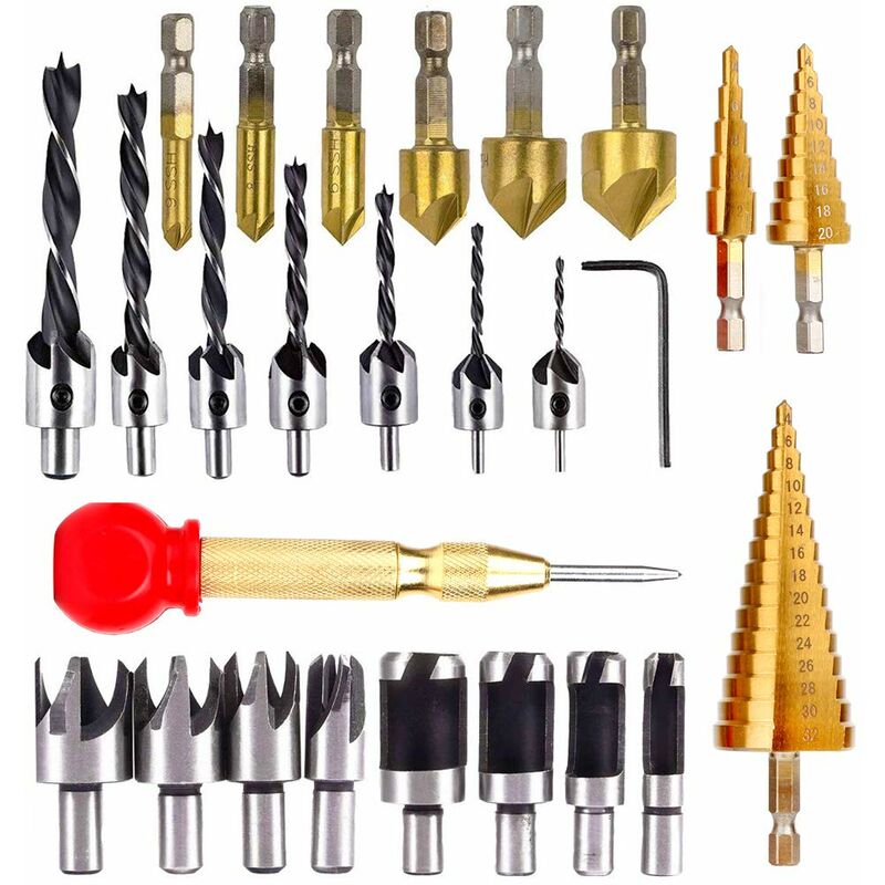 26 outils de forage pour le travail du bois, y compris 6 forets à ...