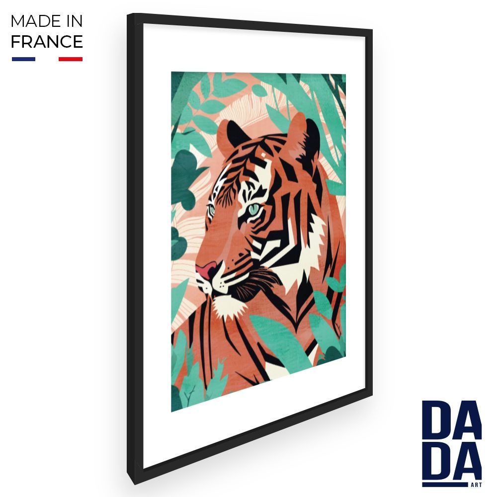 Image encadrée avec cadre NOIR / 50x70cm / Tigre majestueux / Créé et ...