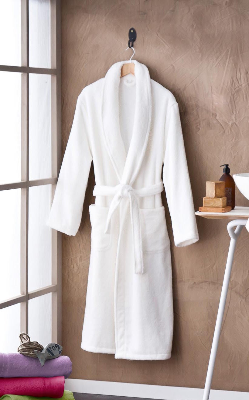Peignoir de bain uni et coloré - Blanc - xxL - Coton | Leroy Merlin