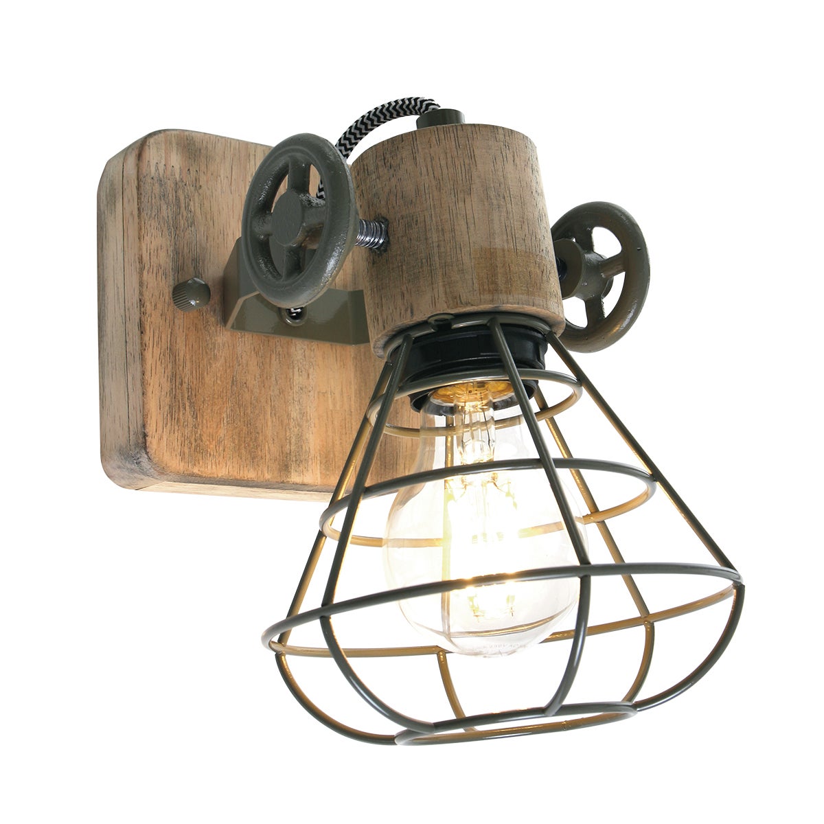 Anne Lighting - spot - Guersey - vert - bois métal - spot en saillie ...