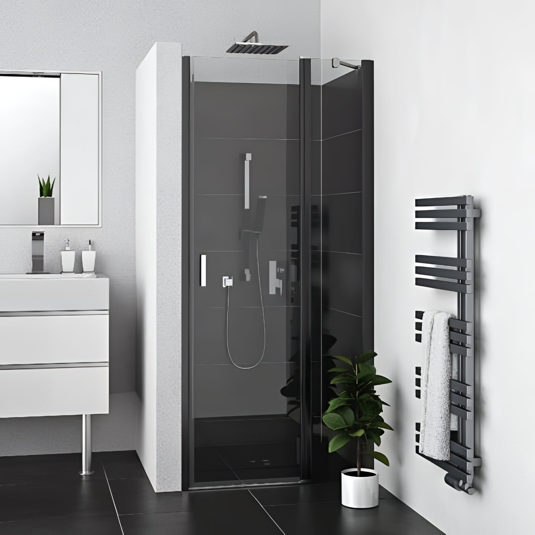 Porte pivotante avec élément fixe largeur 100 cm hauteur 2,00m profilé ...