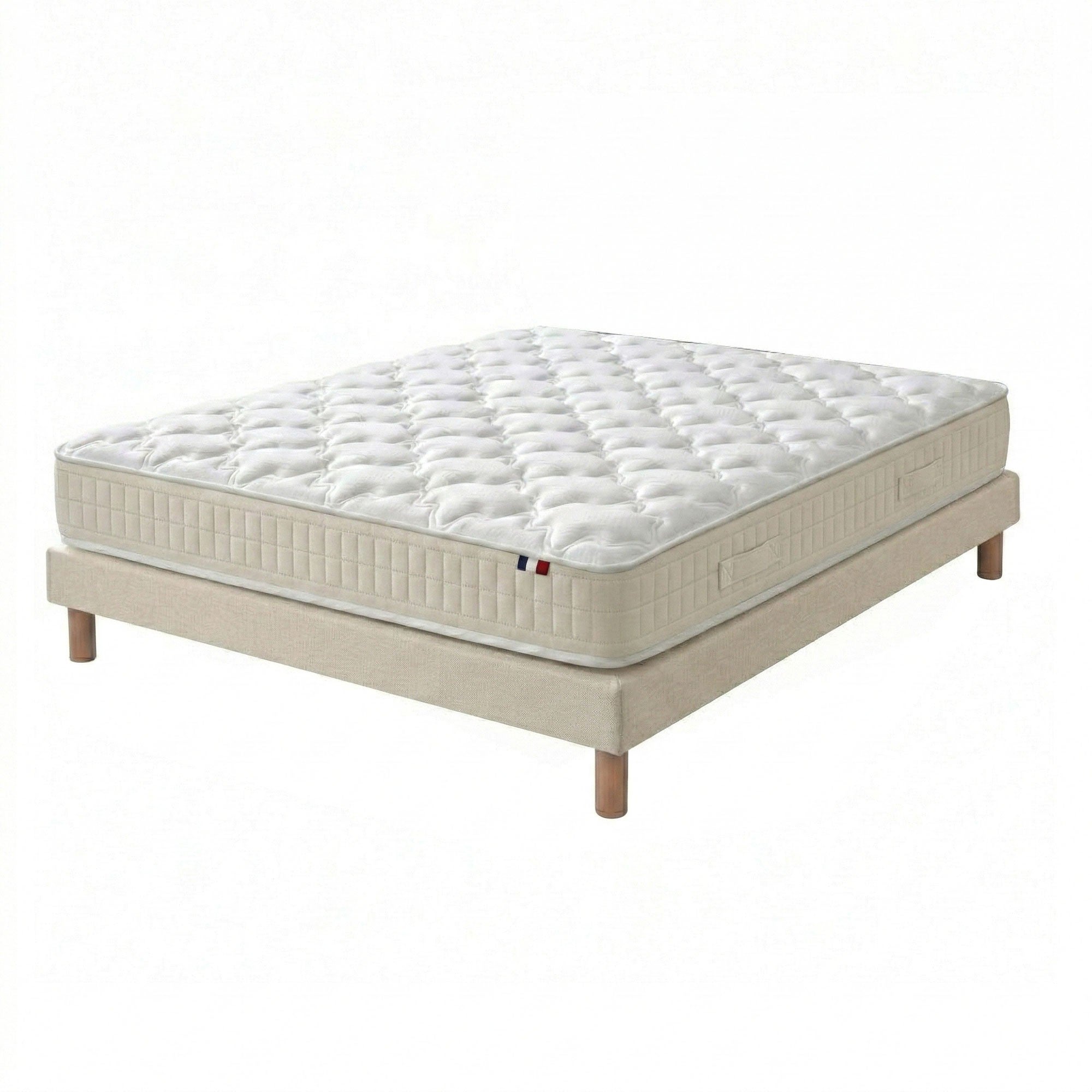 Ensemble matelas 100% latex H18 sommier en kit beige 90 x 200 | Leroy ...