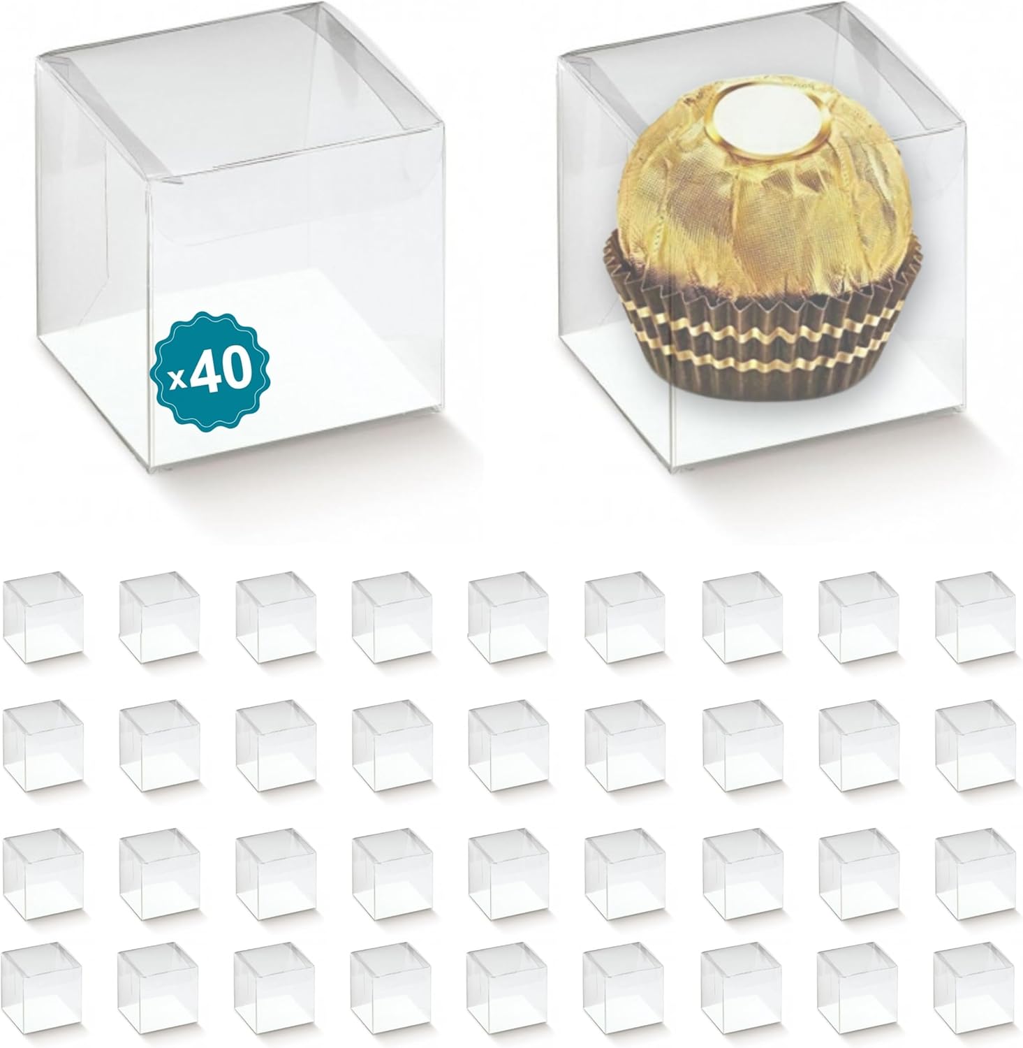 40 Boîtes Carrés en Acétate Transparent 40x40x40 mm | Bonbonnière en ...