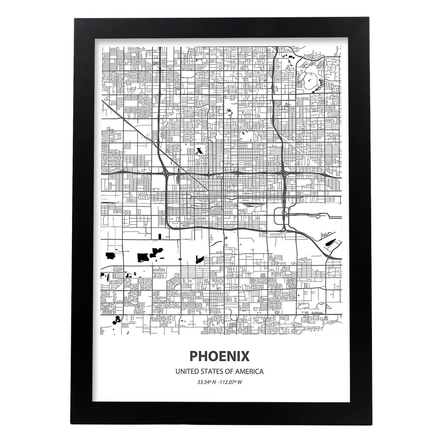 Phoenix Map - Usa. Fiches Des Villes Des États-unis Avec Des Mers Et ...