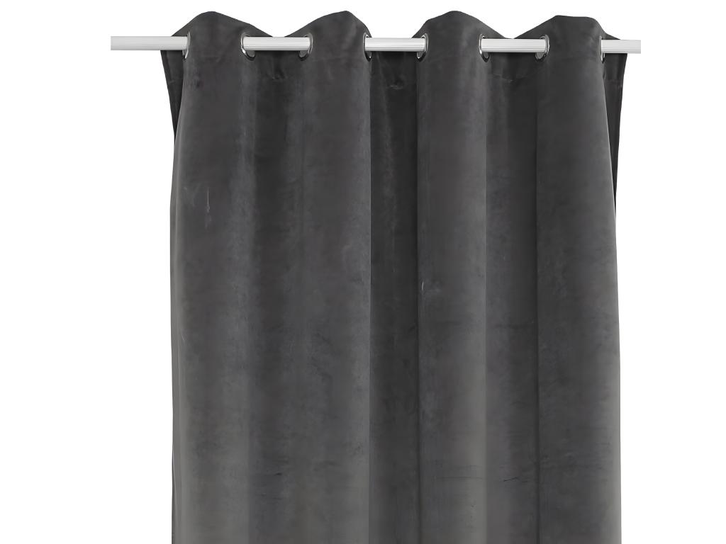 Lot de 2 rideaux LUXE - velours de polyester - 140x260 cm - Gris ...