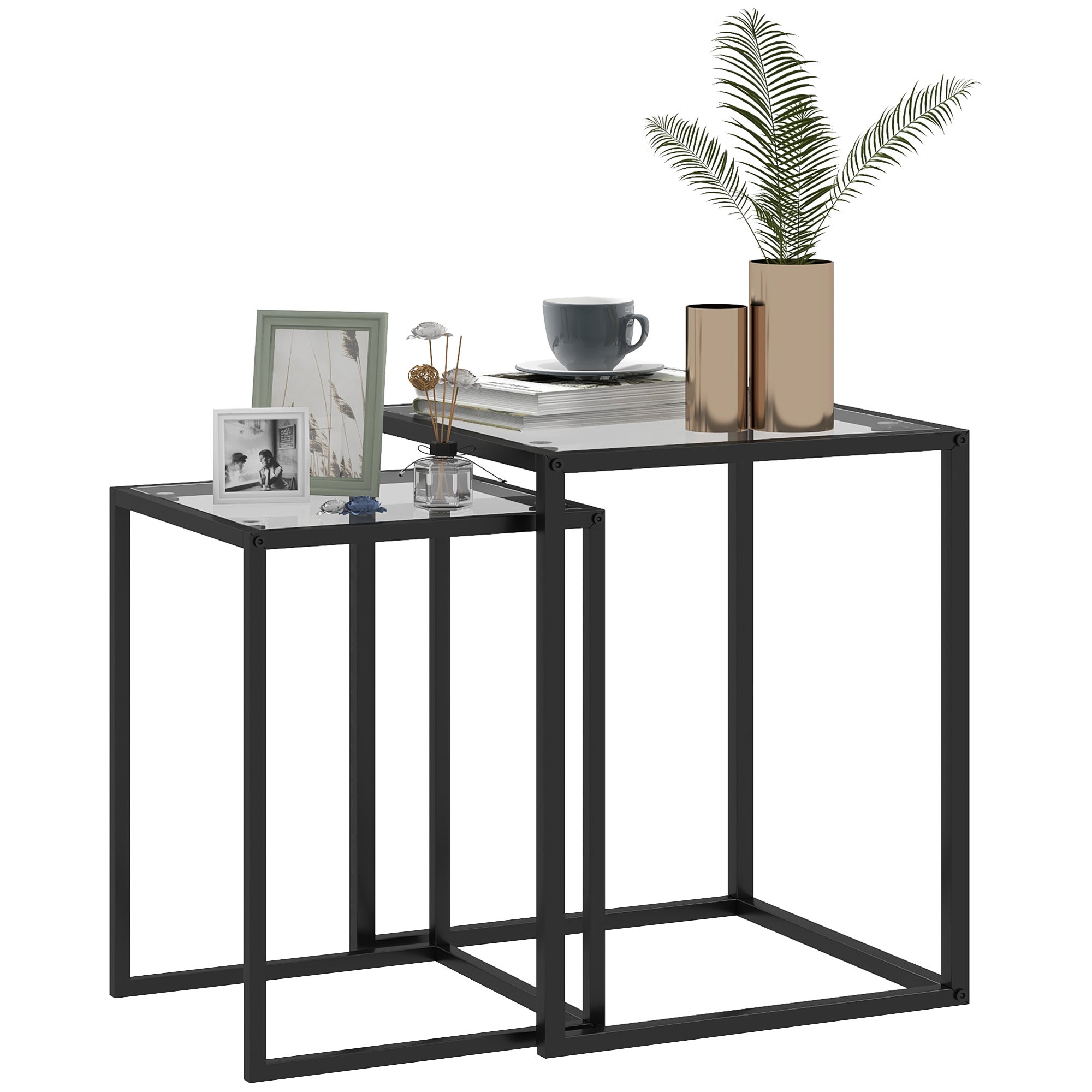 Ensemble de 2 tables d'appoint/tables basses empilables avec pieds en ...