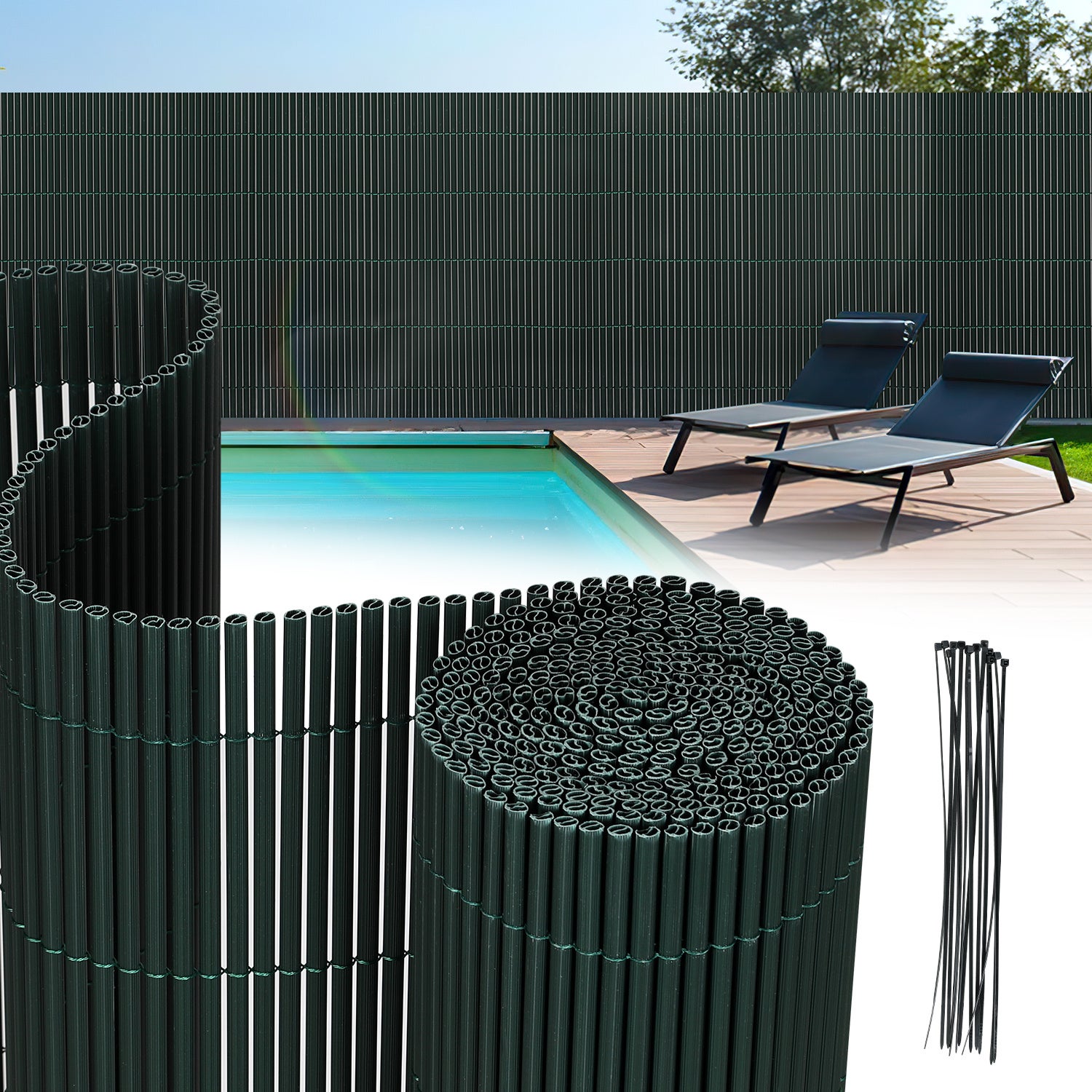 Cañizo de PVC 0,8 x 4 m para balcón, terraza y jardín, resistente UV e ...