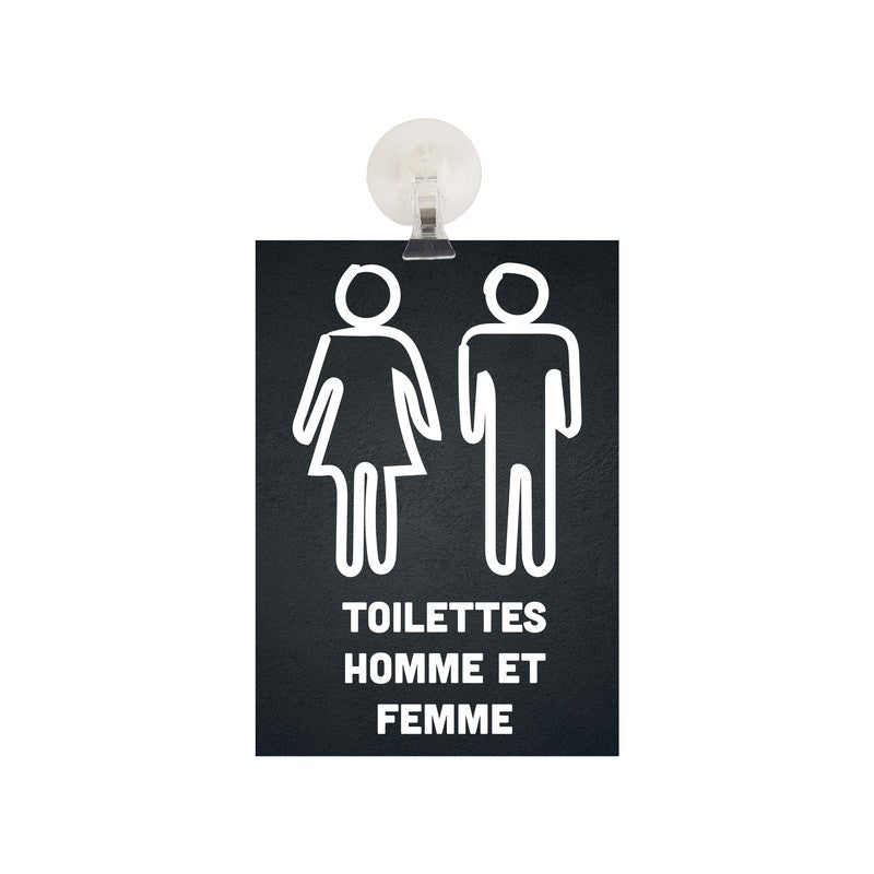 Panneau PVC "TOILETTES HOMME ET FEMME" fond noir format A5 avec ...
