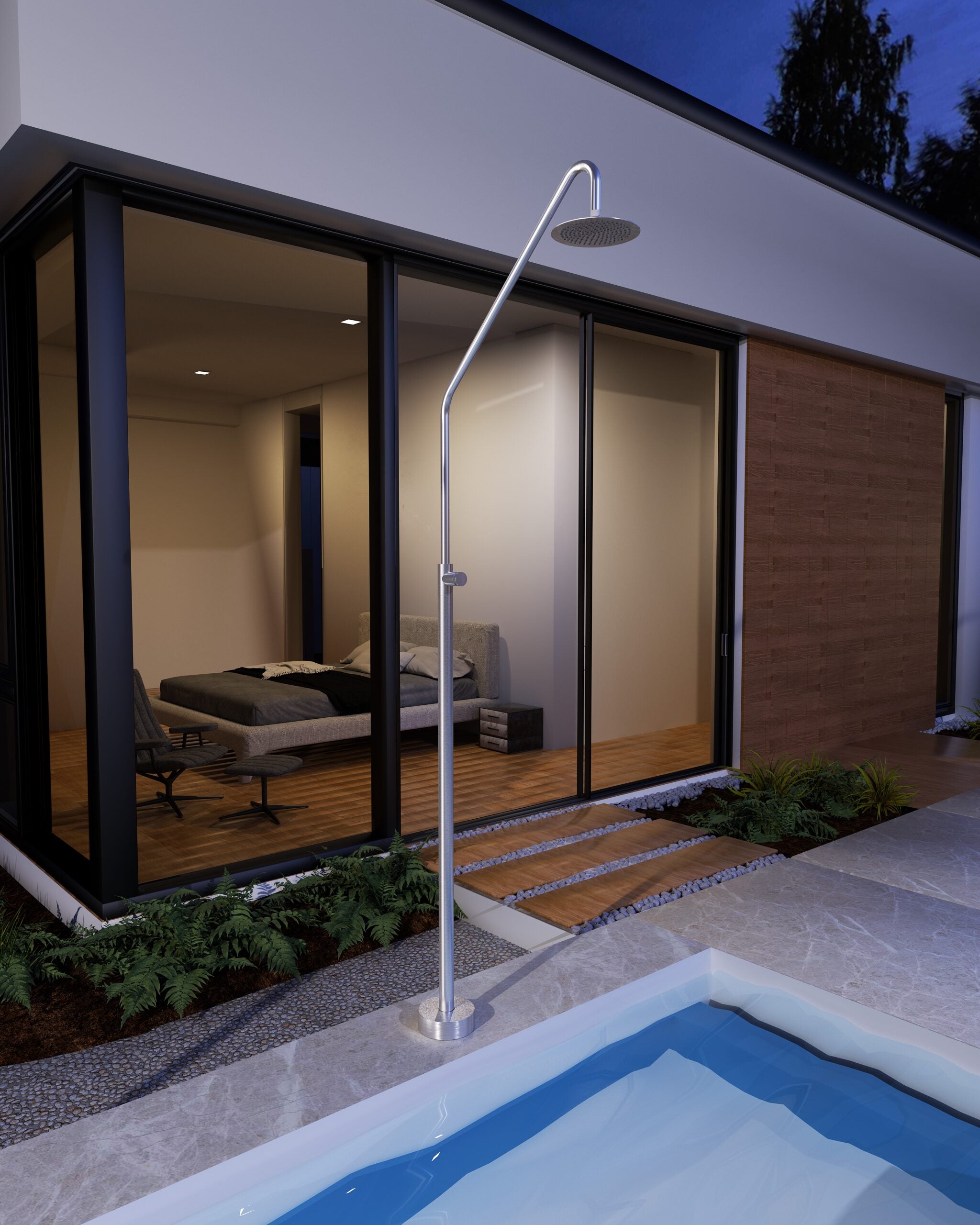 Ducha exterior para piscina Serie ALASKA – Acero inoxidable – 2,25 m ...