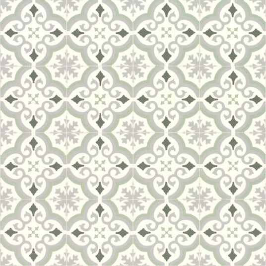 Sol Vinyle Textile économique - Effet carreaux de ciment arabesques ...