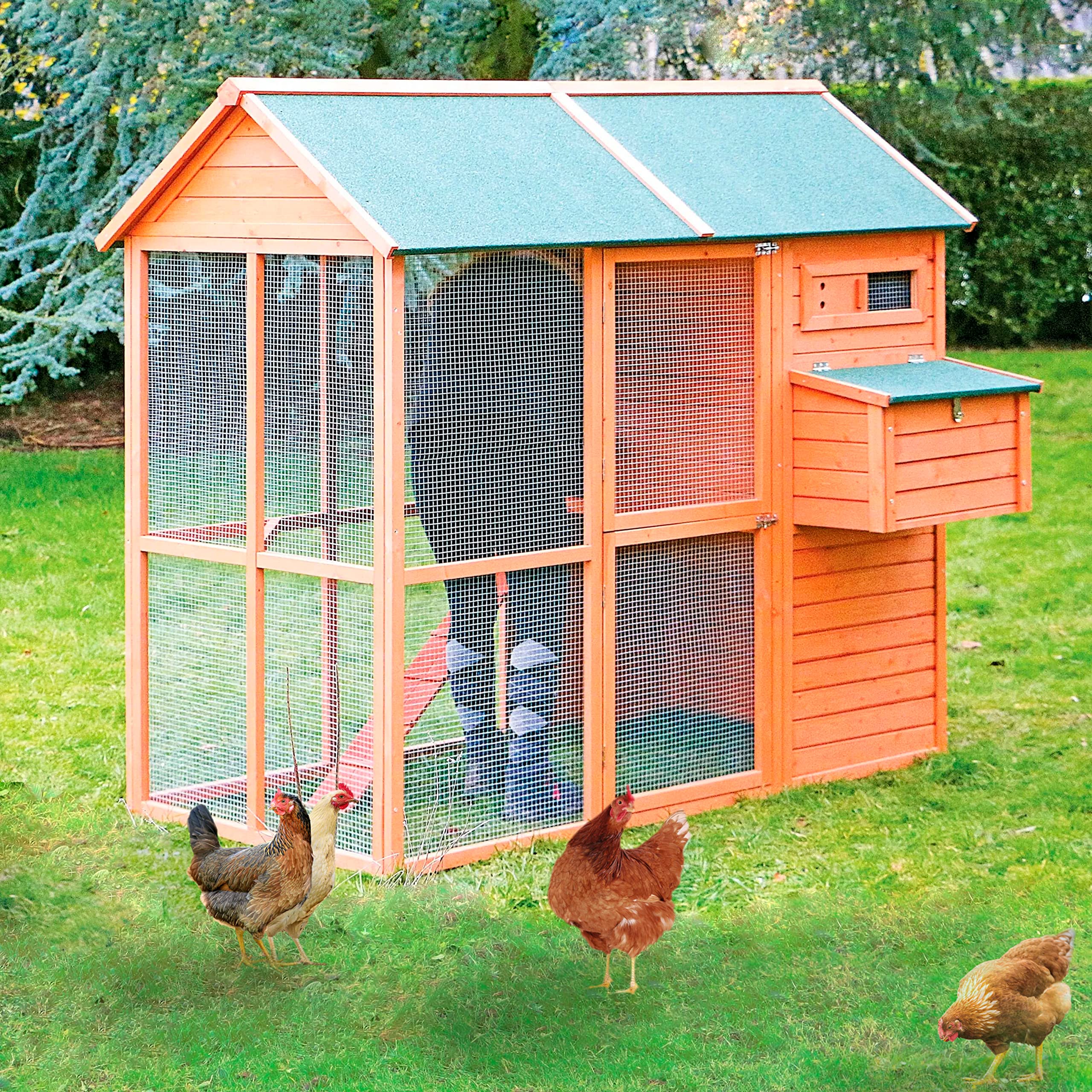Gallinero Gran Capacidad Helsinki - Gallinero Exterior para 7-9 Gallinas - Refugio y Voladero ...