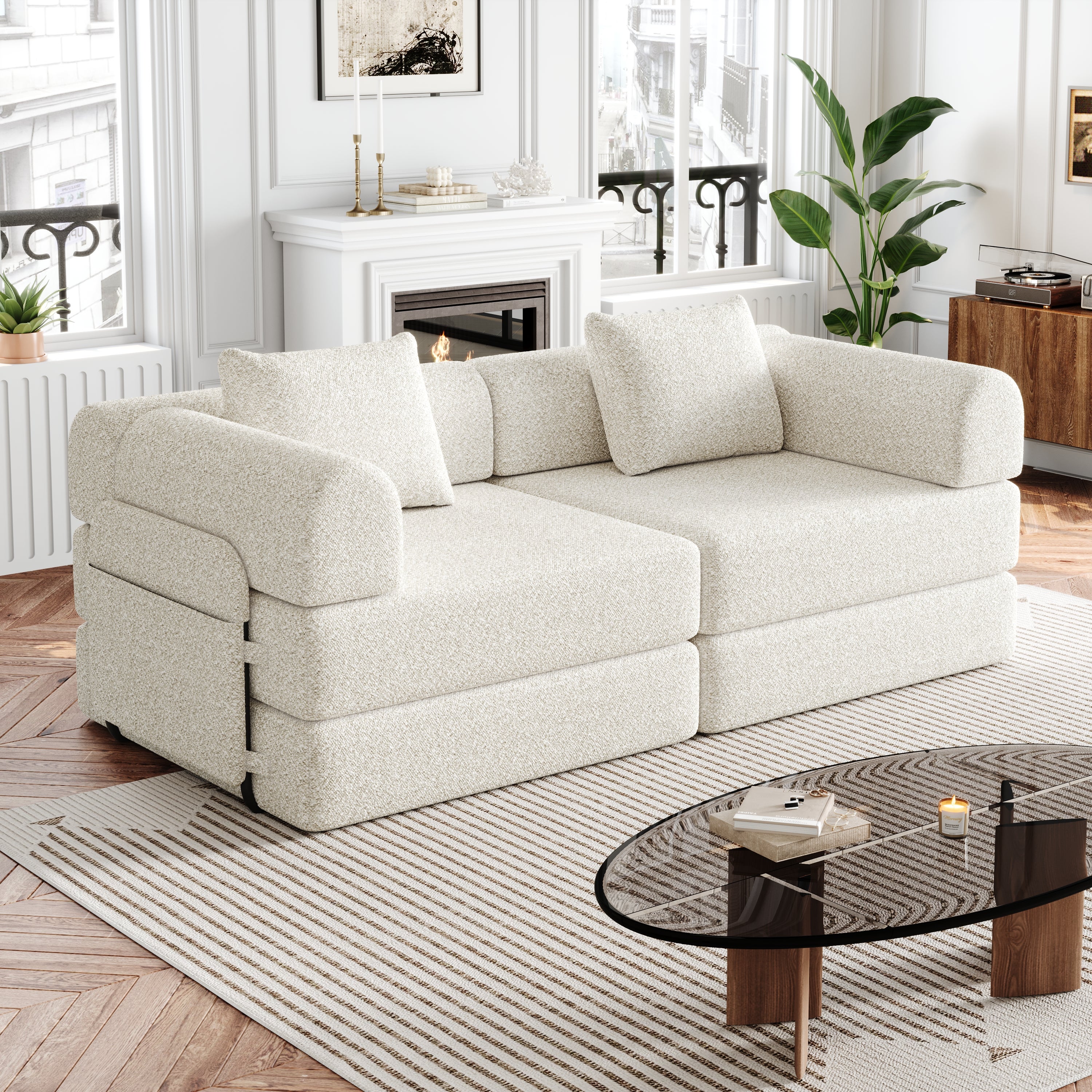 Canapé convertible 2-en-1, 2 places, design breveté, rangement ...