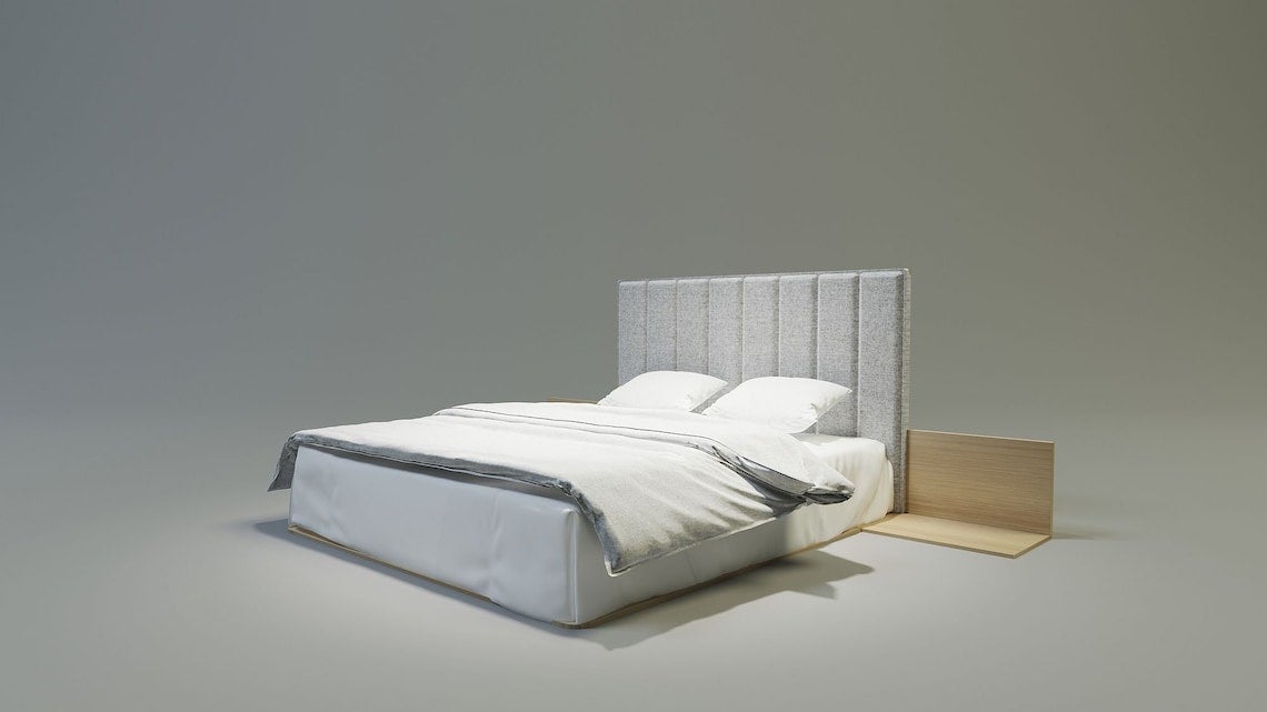 Lit pour adulte 200x200cm avec tête de lit élegant modéle KREA Chêne ...
