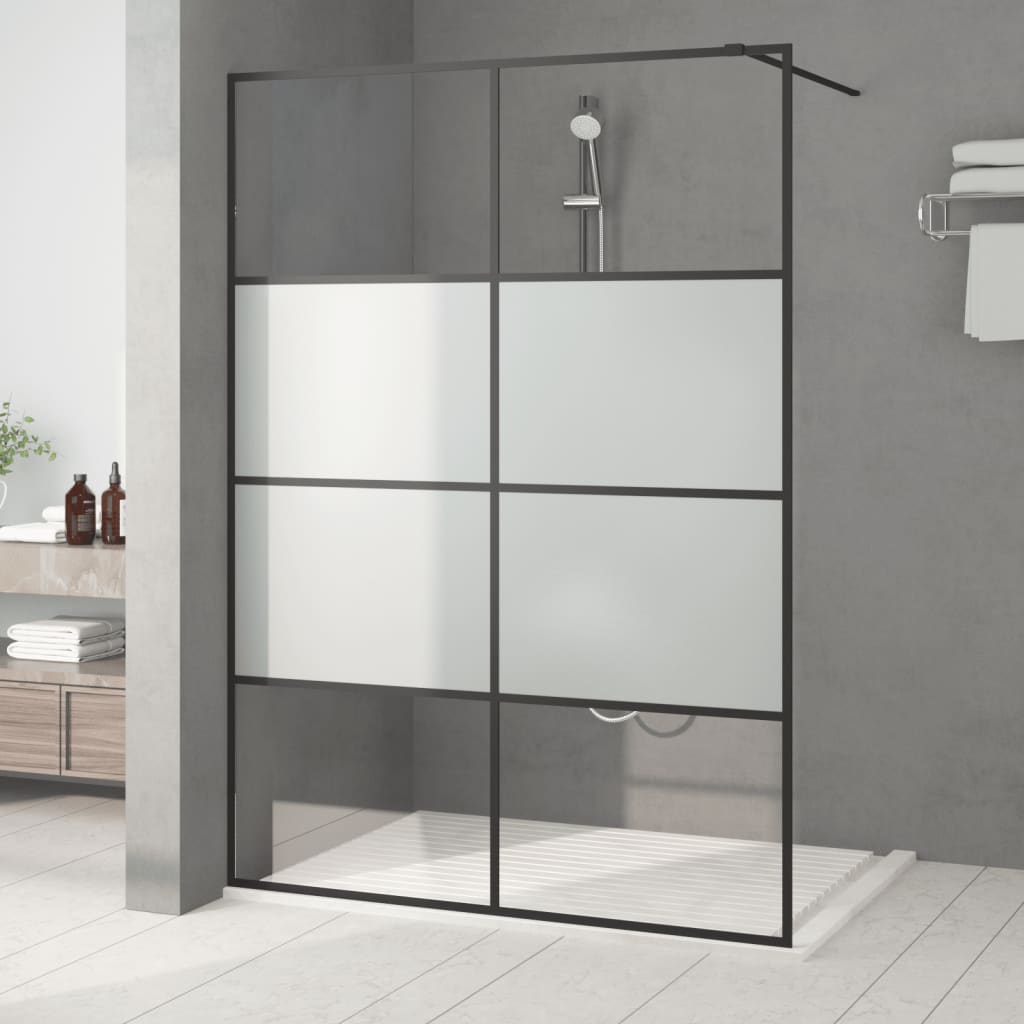 Paroi de douche Noir 140x195 cm Verre ESG demi-dépoli | Leroy Merlin