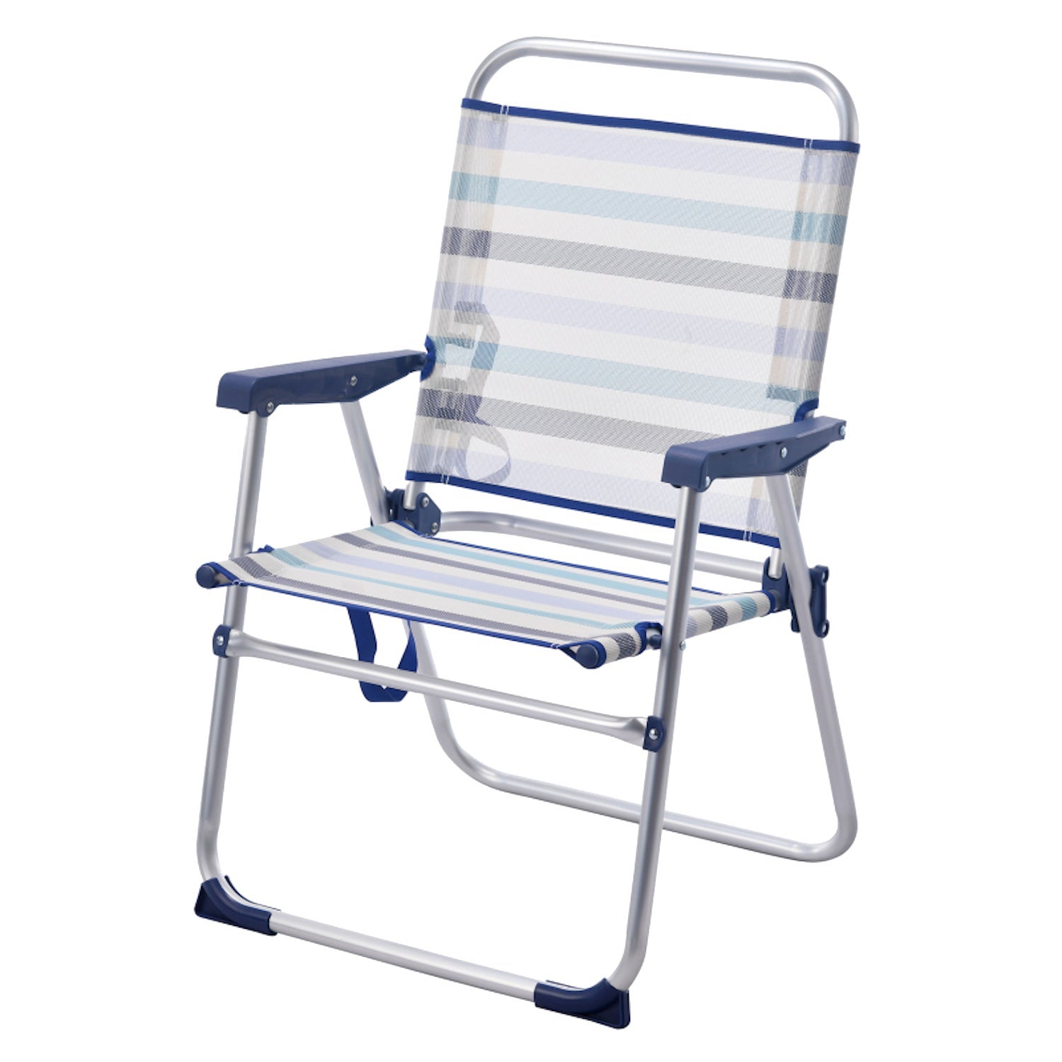 Silla de Playa Plegable Fija Plegable de Aluminio 52x38x84CM Raya Gris ...