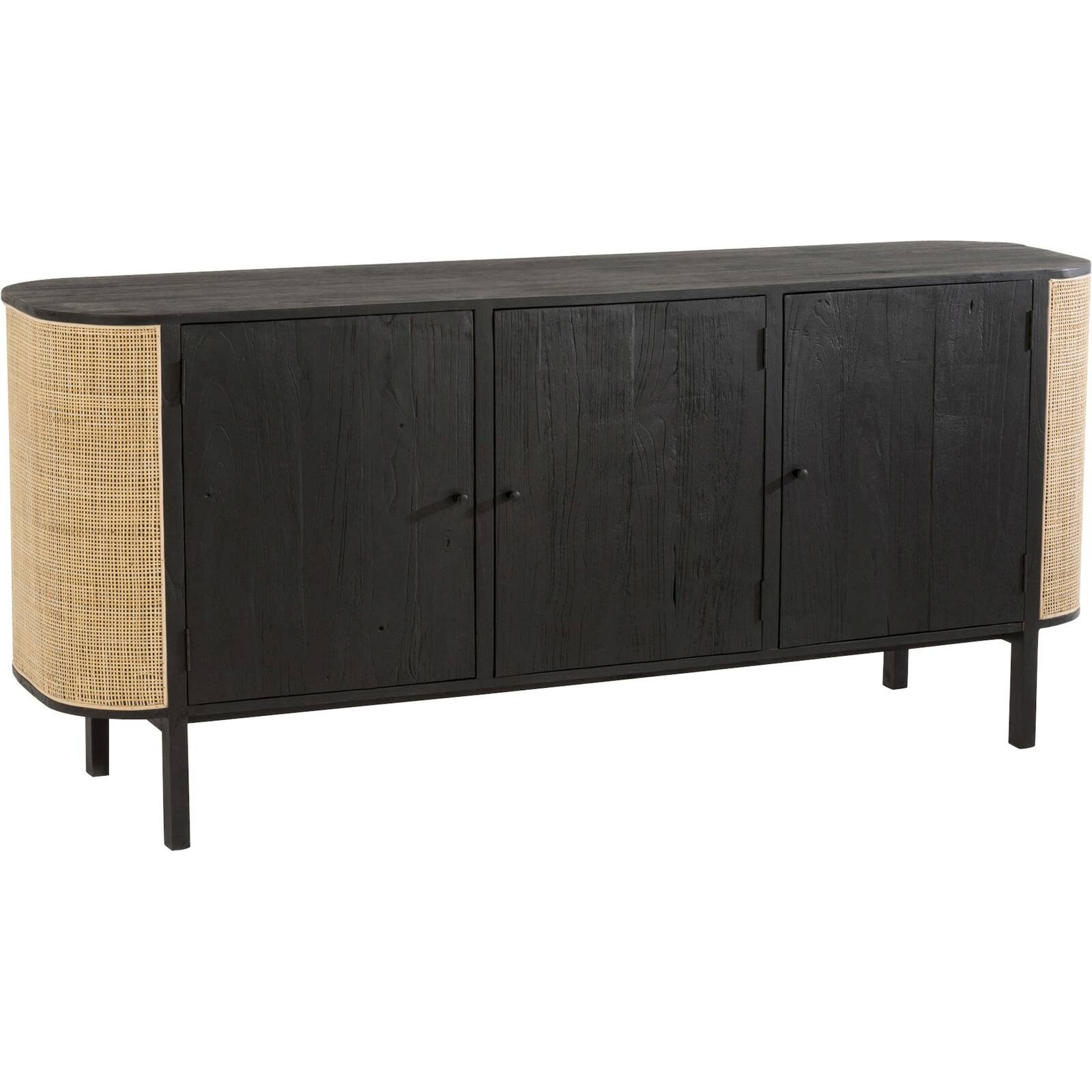 Buffet Enfilade Hartman en Bois 180 x 45,5 x 80 cm Noir, naturel ...