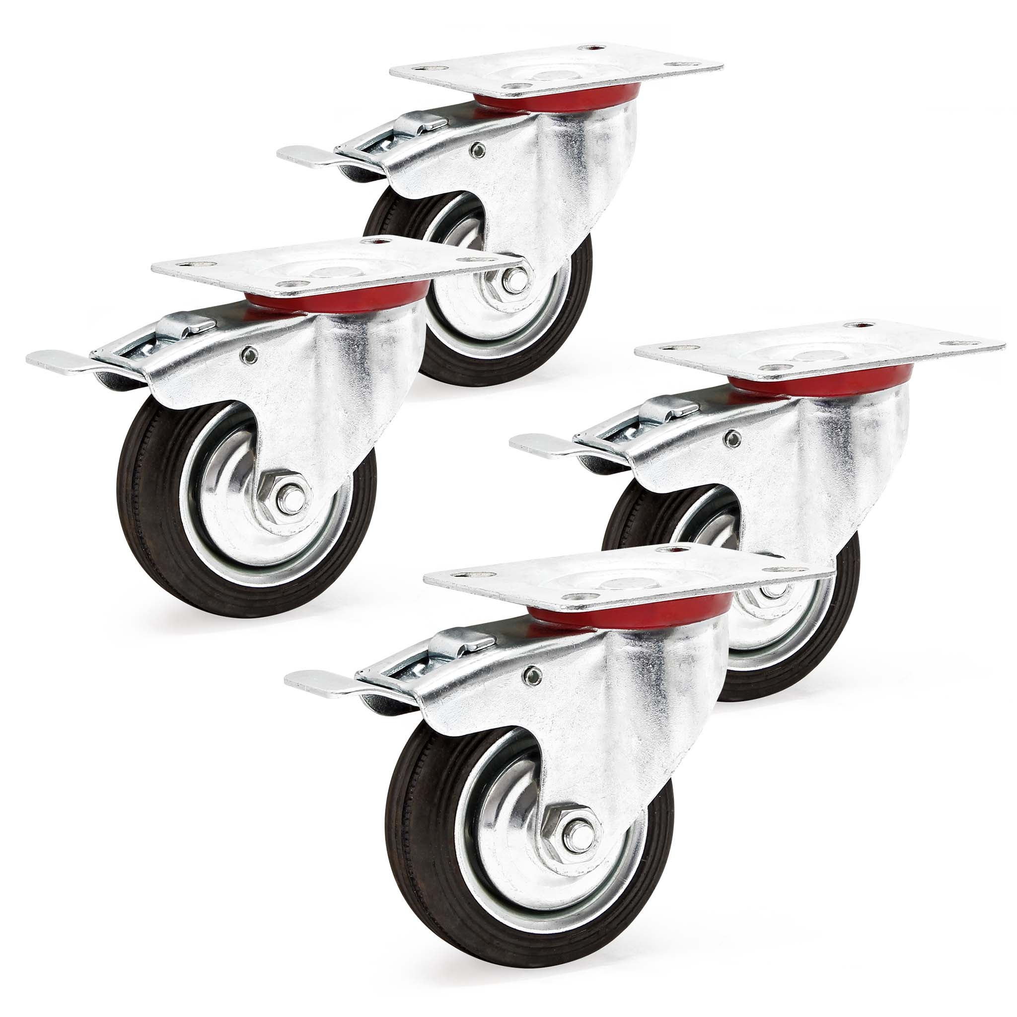 Jeu 4x Roulette pivotante Blocage double – Ø 75 mm – Capacité 50 kg ...