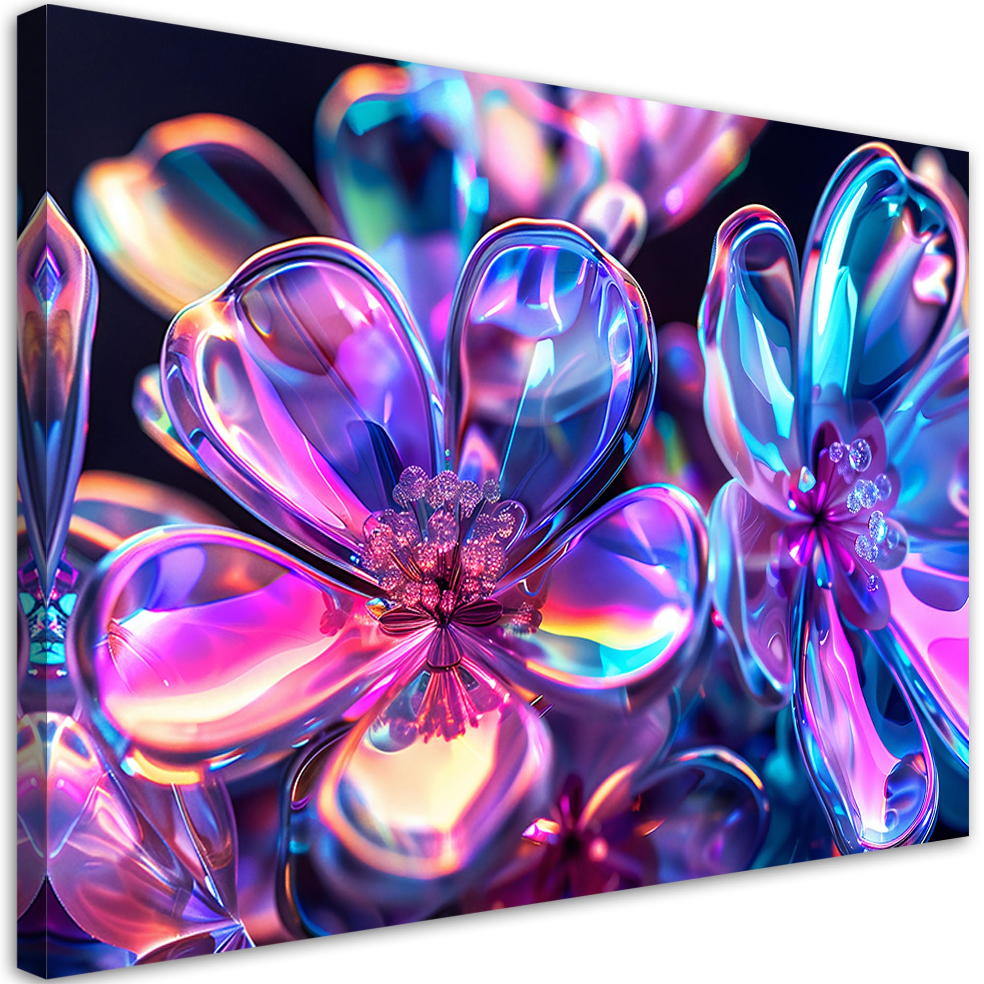 Tableau sur toile, Tableau sur toile, Fleurs brillantes - bouquet 60x40 ...
