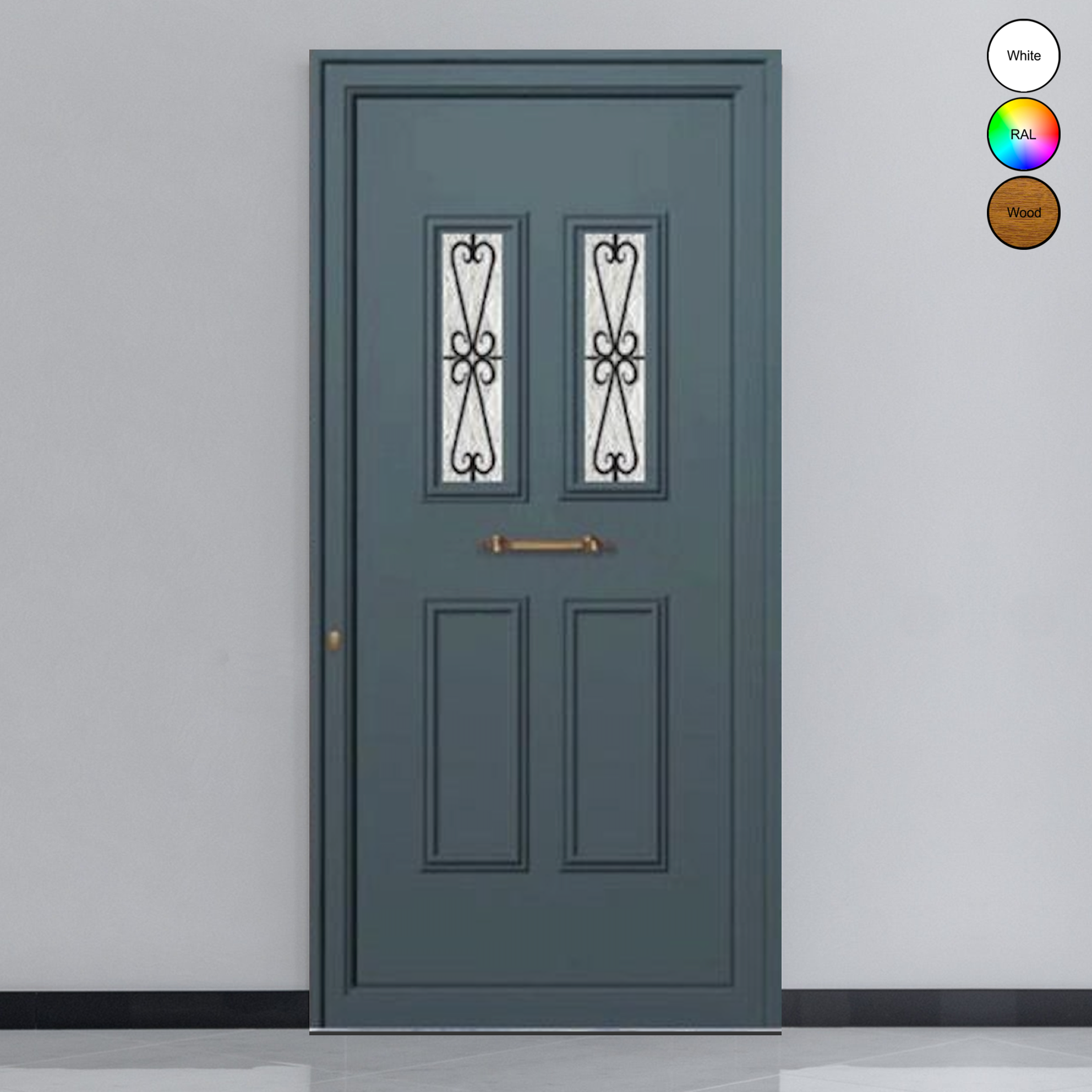 Porte d'entrée en aluminium CLASSIC DESIGN 3563 RAL7016 ( L.: 85 cm x H ...