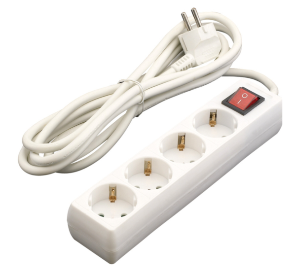 Base enchufe múltiple DUOLEC con interruptor cable 1.5m blanco. 4 tomas- | Leroy Merlin