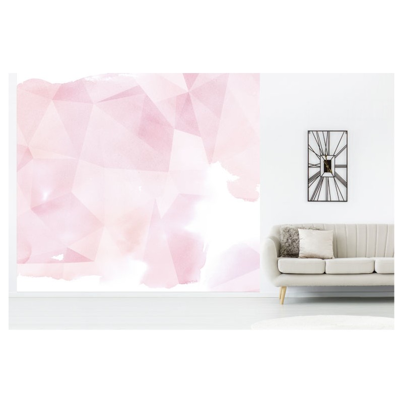 Papier peint intissé CONSTRUCTION aquarelle rose 300 x 270 cm (LxH) - Tapisserie panoramique ...