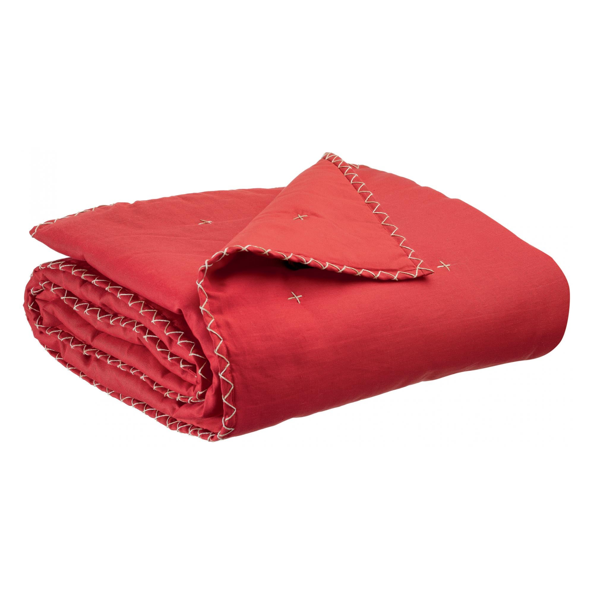 Plaid uni Nala groseille 140 x 200 cm Vivaraise | Leroy Merlin