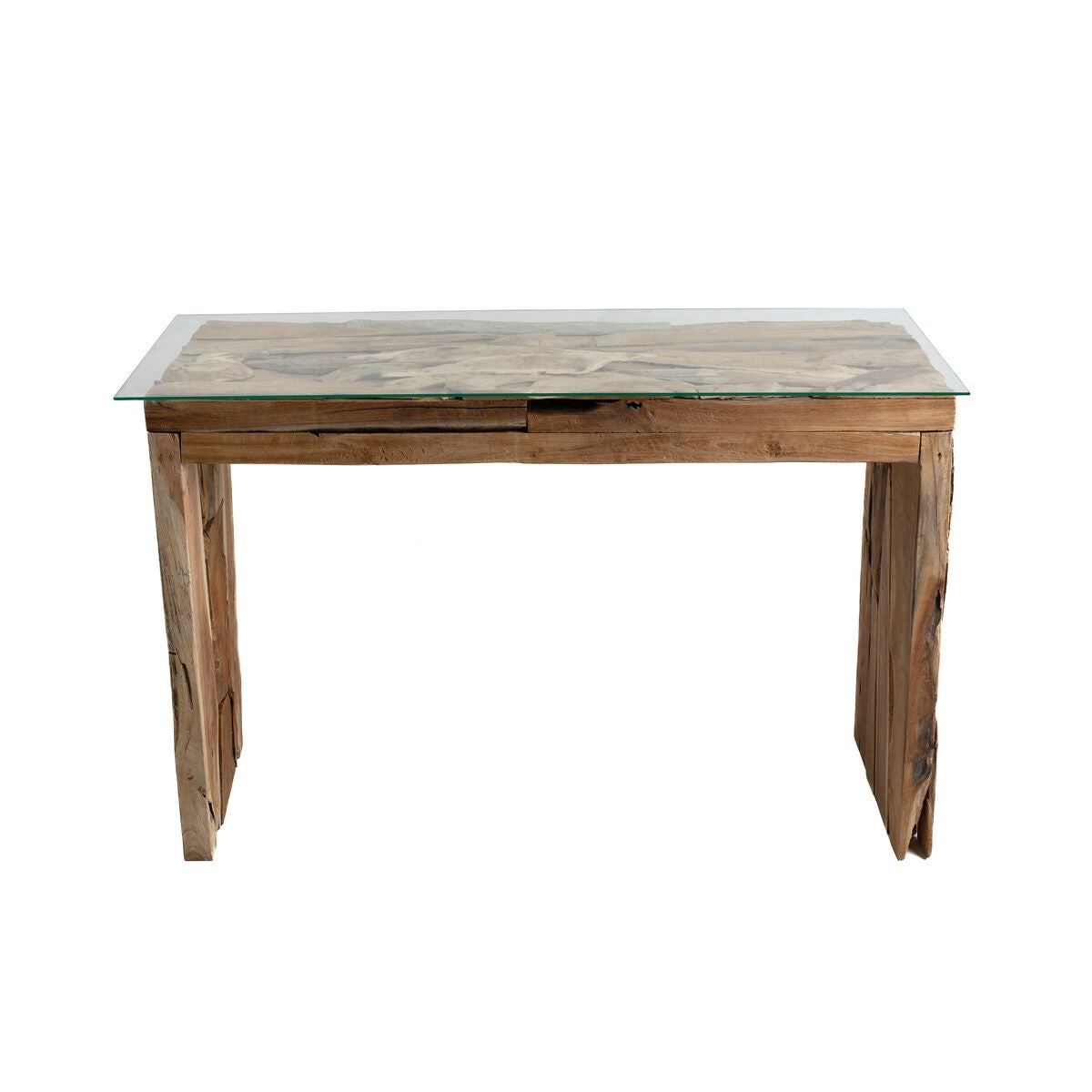 Consola Romimex Natural Vidrio madera de teca 120 x 75 x 35 cm - Marca ...