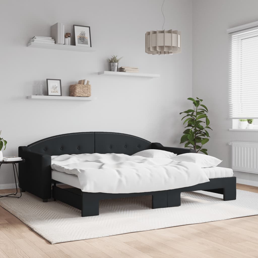 Maison Exclusive - Sofá cama nido con colchón tela negro 90x190 cm ...